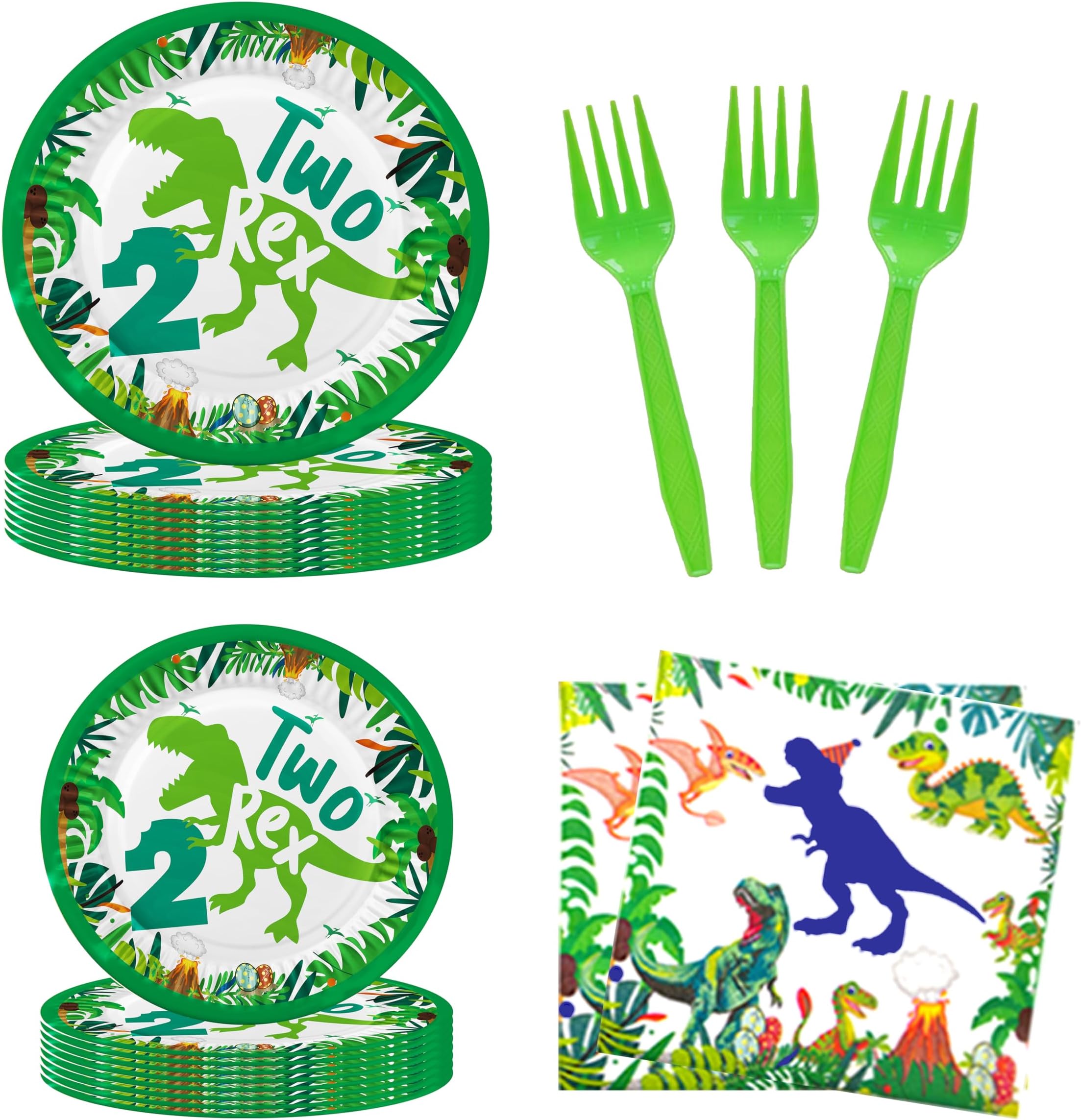 Amazon.com: Miruwtog Dinosaur Two Rex Birthday Decorations For Boy,two ...