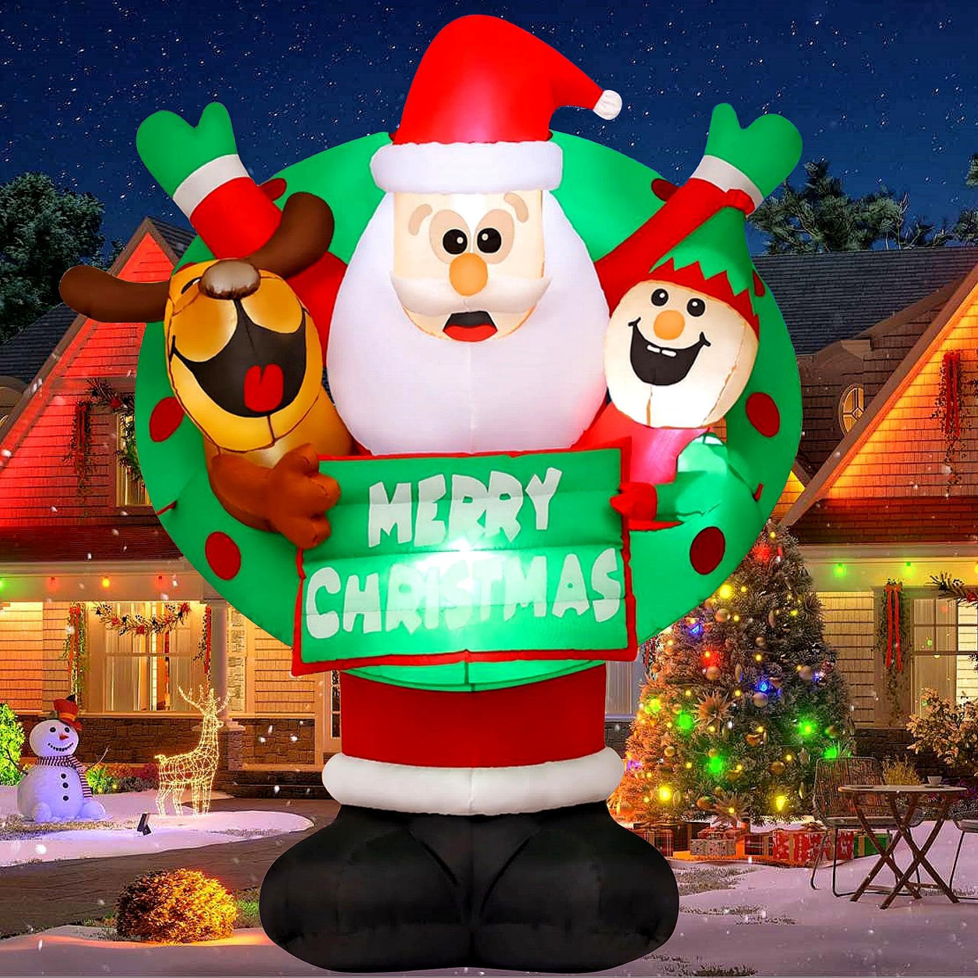 Amazon.com: FLATO 7.2 FT Merry Christmas Blow Up Inflatable Decorations ...
