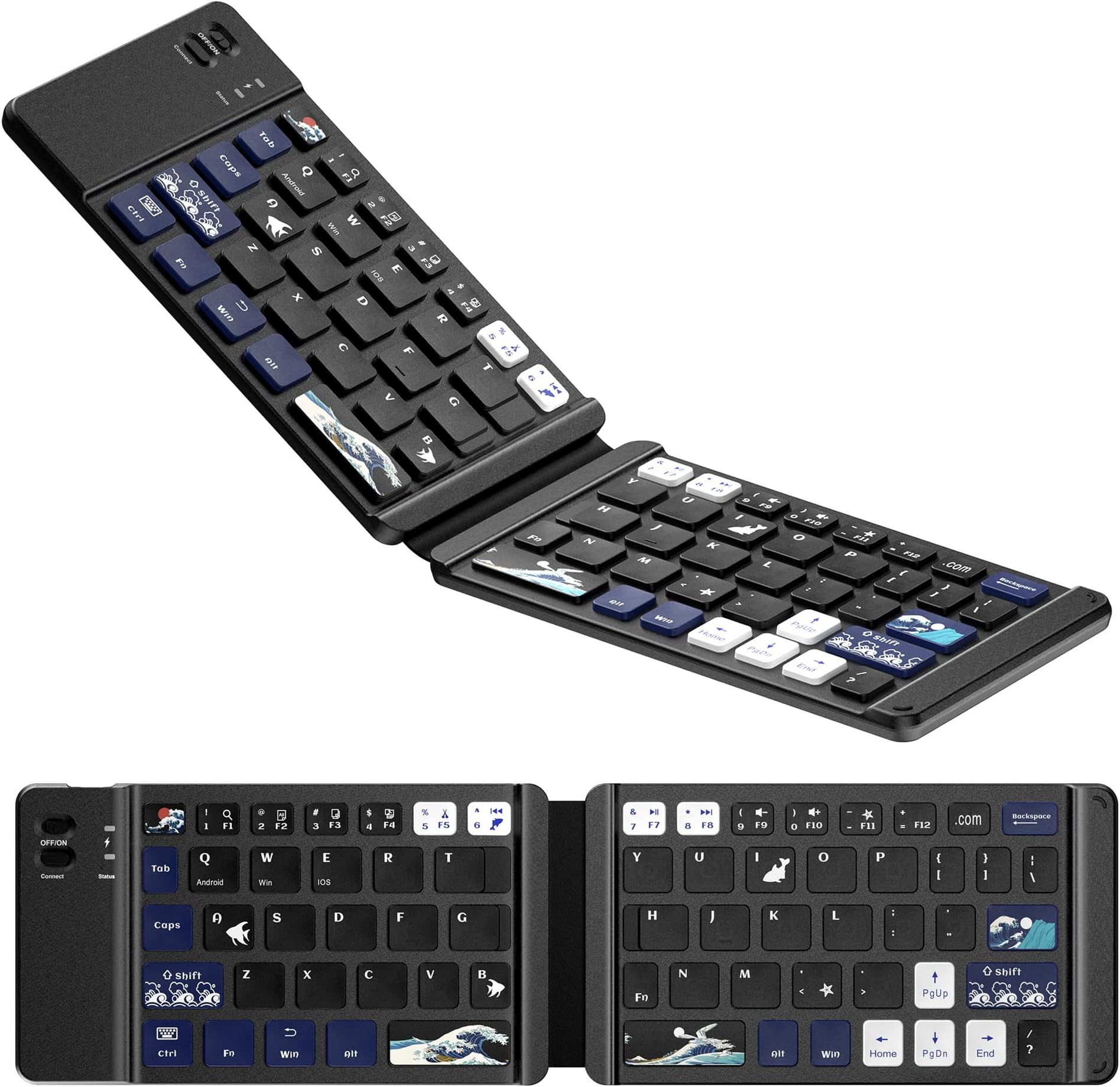 Amazon.com: KYSONA Foldable Bluetooth Folding Keyboard No-Gaps with ...