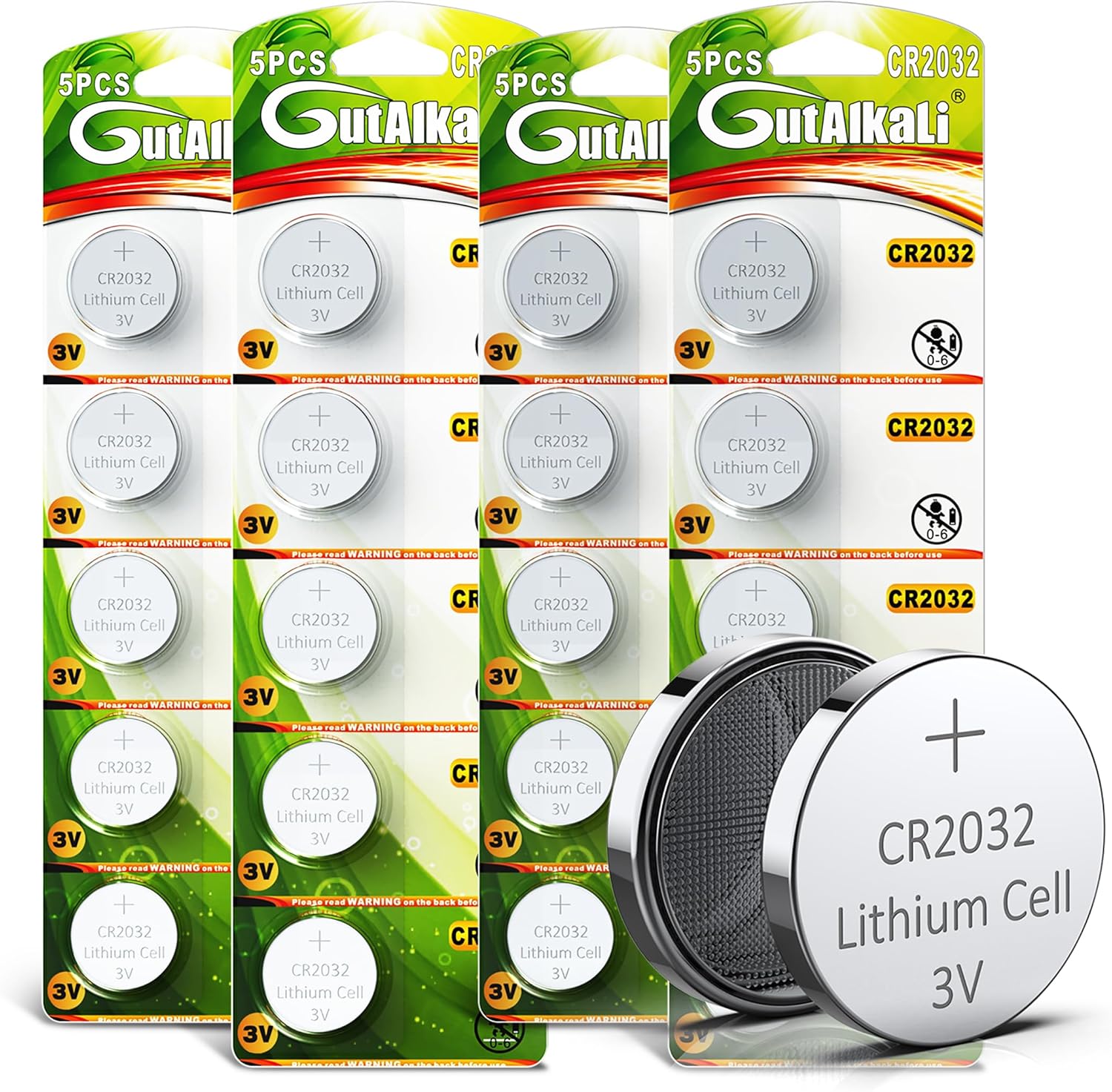 Amazon.com: GutAlkaLi 20 Pack CR2032 Batteries - CR2032 3V Battery - CR ...
