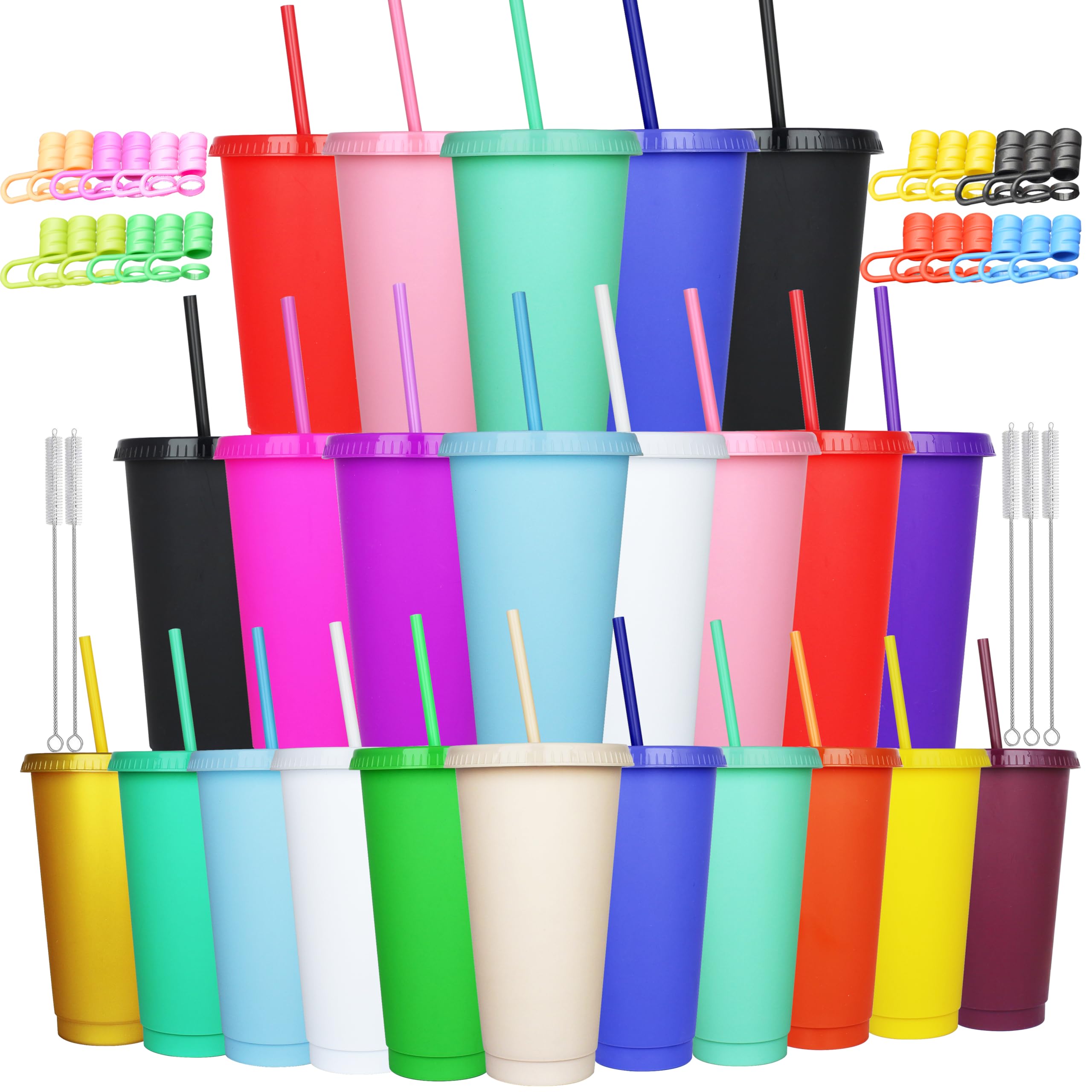 Amazon.com | Alohastarttg 24 oz Reusable Plastic Cups, Custom Cups for ...