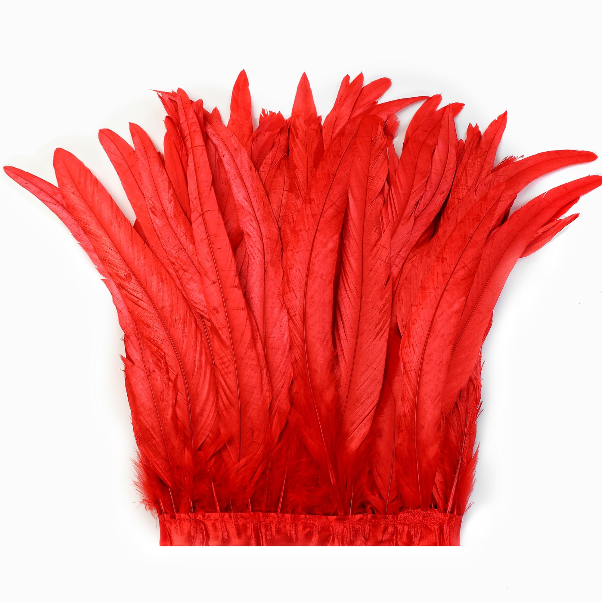 Amazon.com: Holmgren Red Rooster Feather Trim - 10-12inch 2 Yards ...