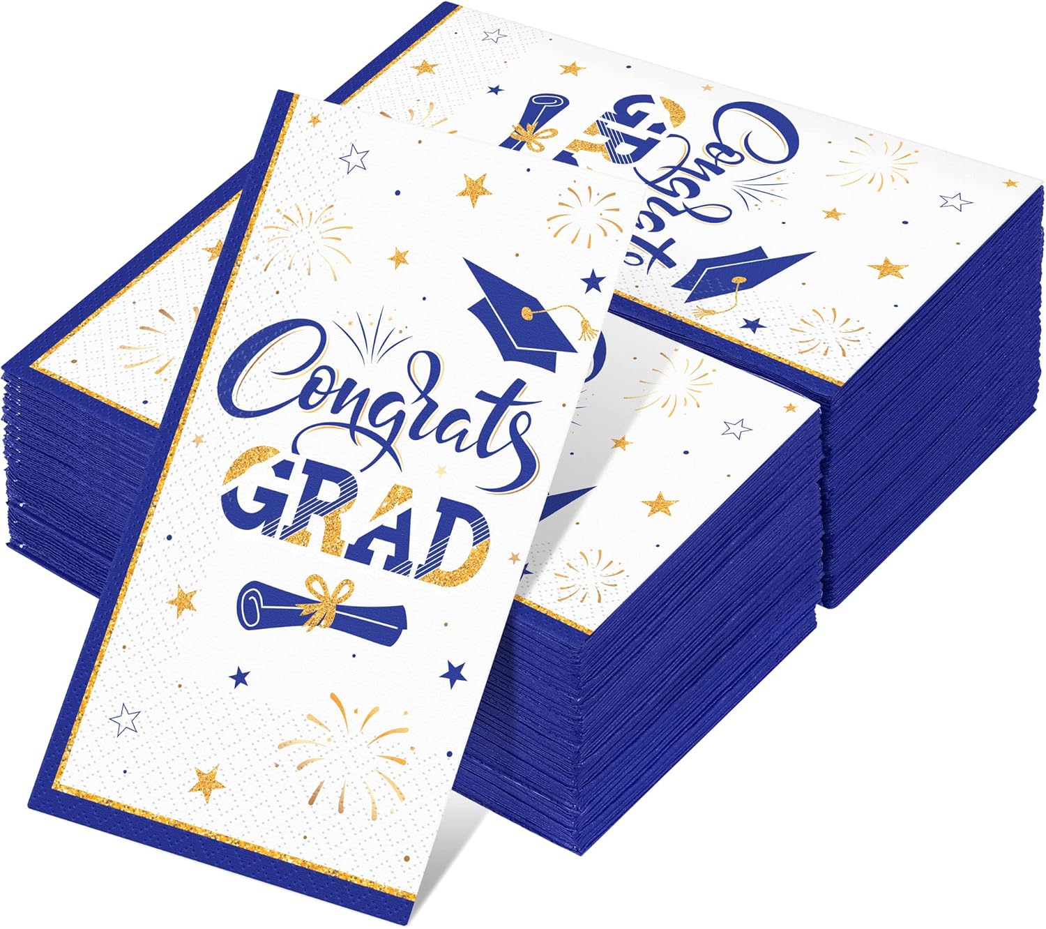 Amazon.com: durony 120 Pieces Graduation Napkins 2023 Blue and Gold ...