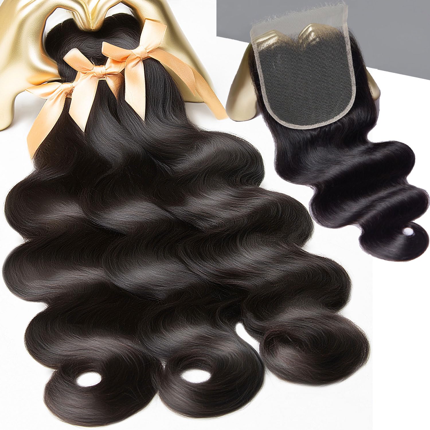 Amazon.com : mlip Raw Bundles Human Hair Body Wave 16 18 20 inches and ...