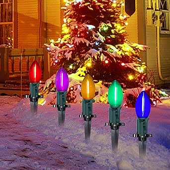 C9 LED Christmas Pathway Light, 38FT Multicolor Pathway Christmas ...