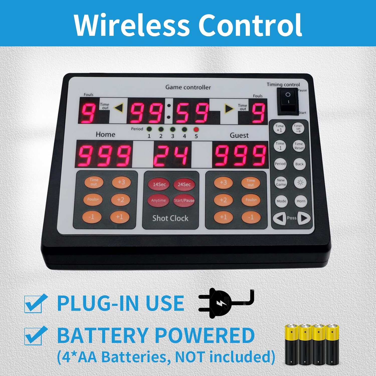 YZ Battery Powered Electronic Basketball Scoreboard with Shot Clock ...