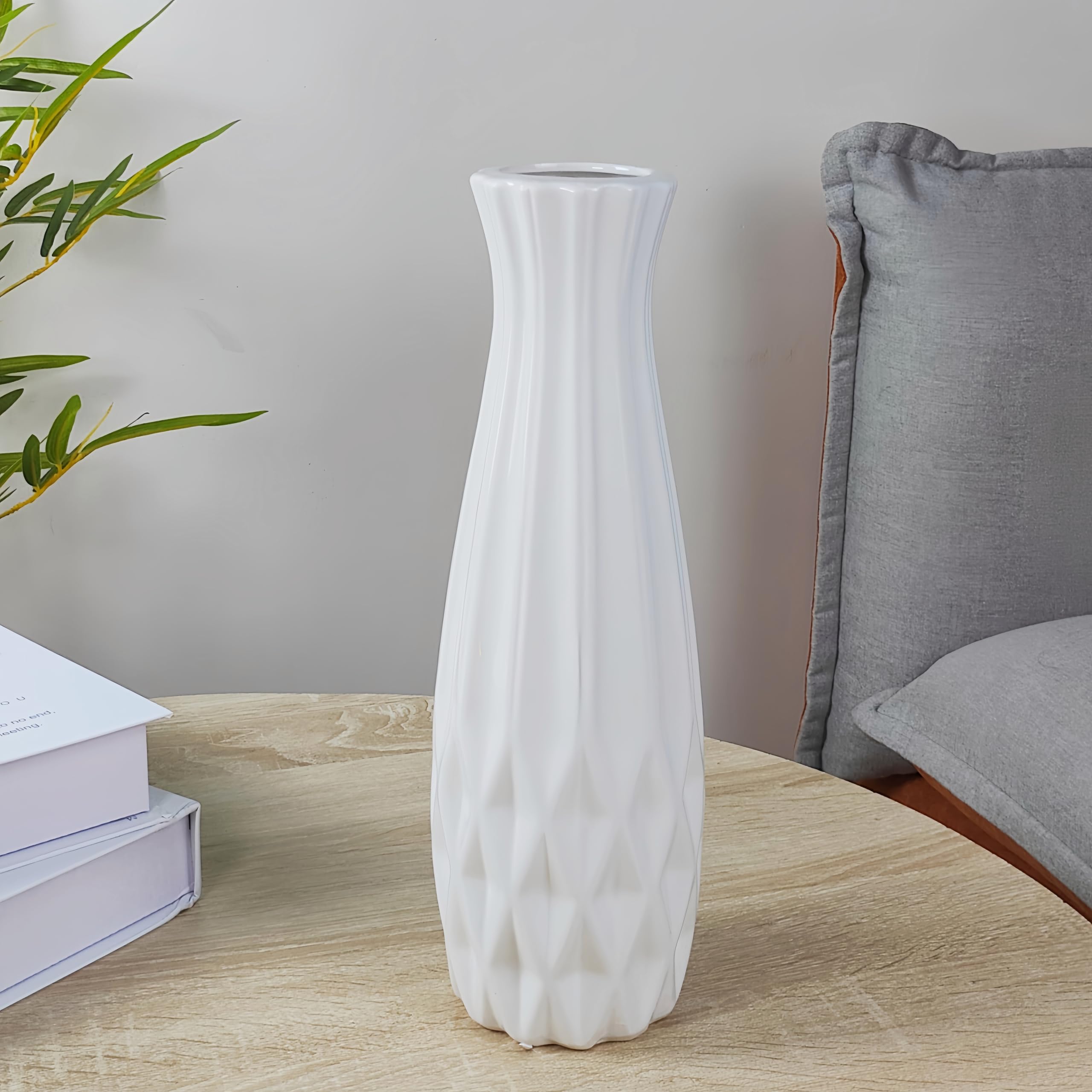 Amazon.com: TDIAVH White Ceramic Flower Vase,12 Inch Tall Modern ...