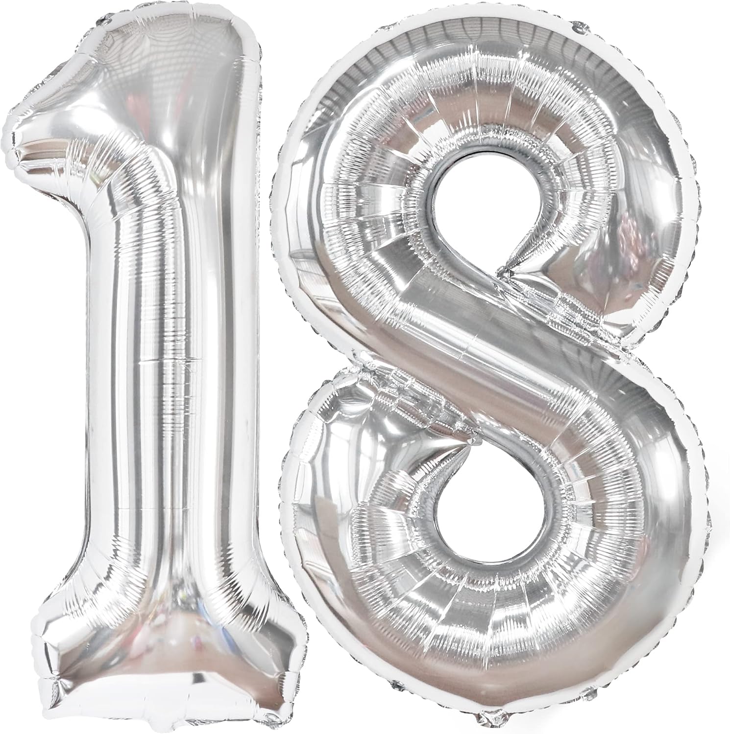 Amazon.com: Giant 40 Inch Silver 18 Balloon Numbers - 18th Birthday Balloons | Silver 18 Number ...