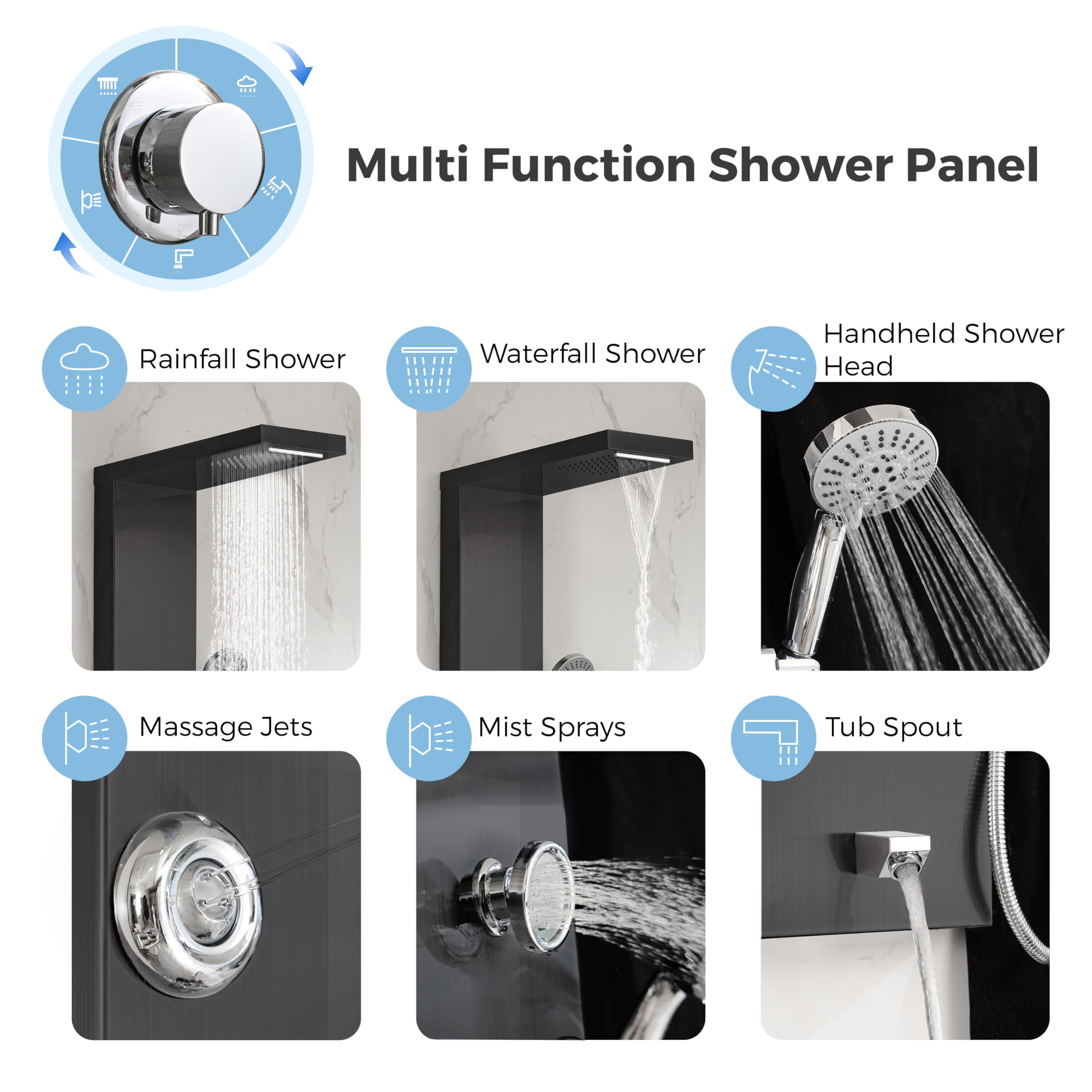 Snapklik.com : DELAVIN Shower Panel Stainless Steel Shower Tower, 5 ...