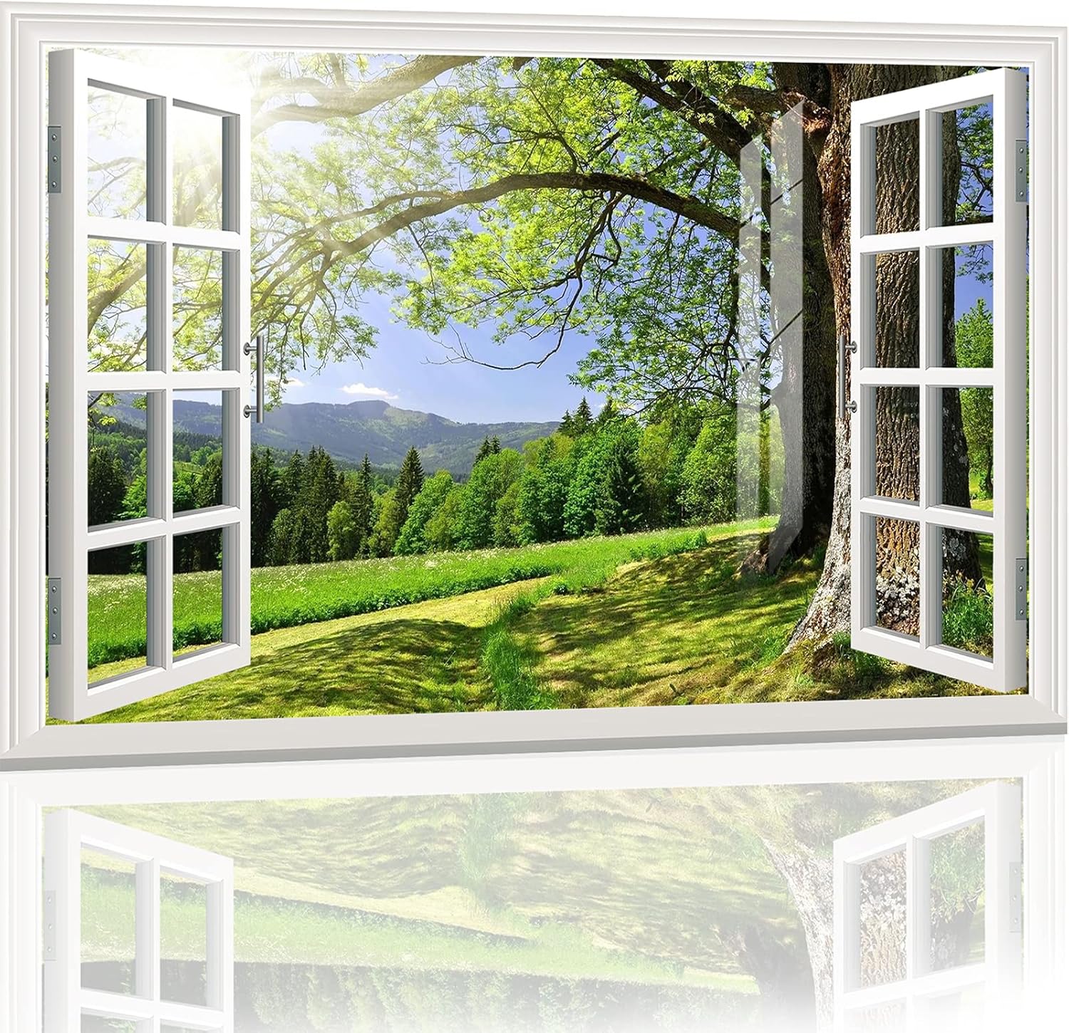 Fake Window Removable Wall Sticker Mural 3D Self-Adhesive Window Poster ...