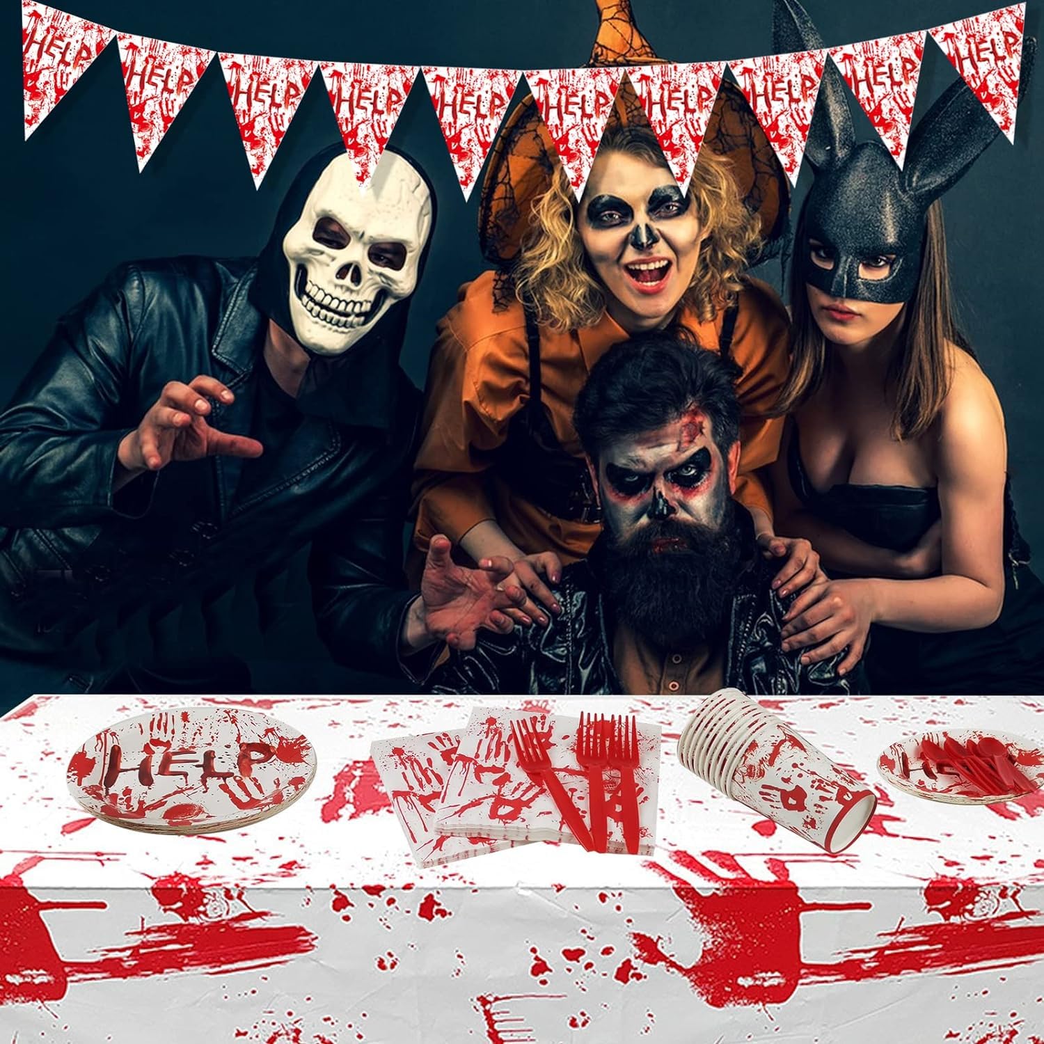 Halloween Bloody Party Supplies, Halloween Scary Disposable Tableware ...
