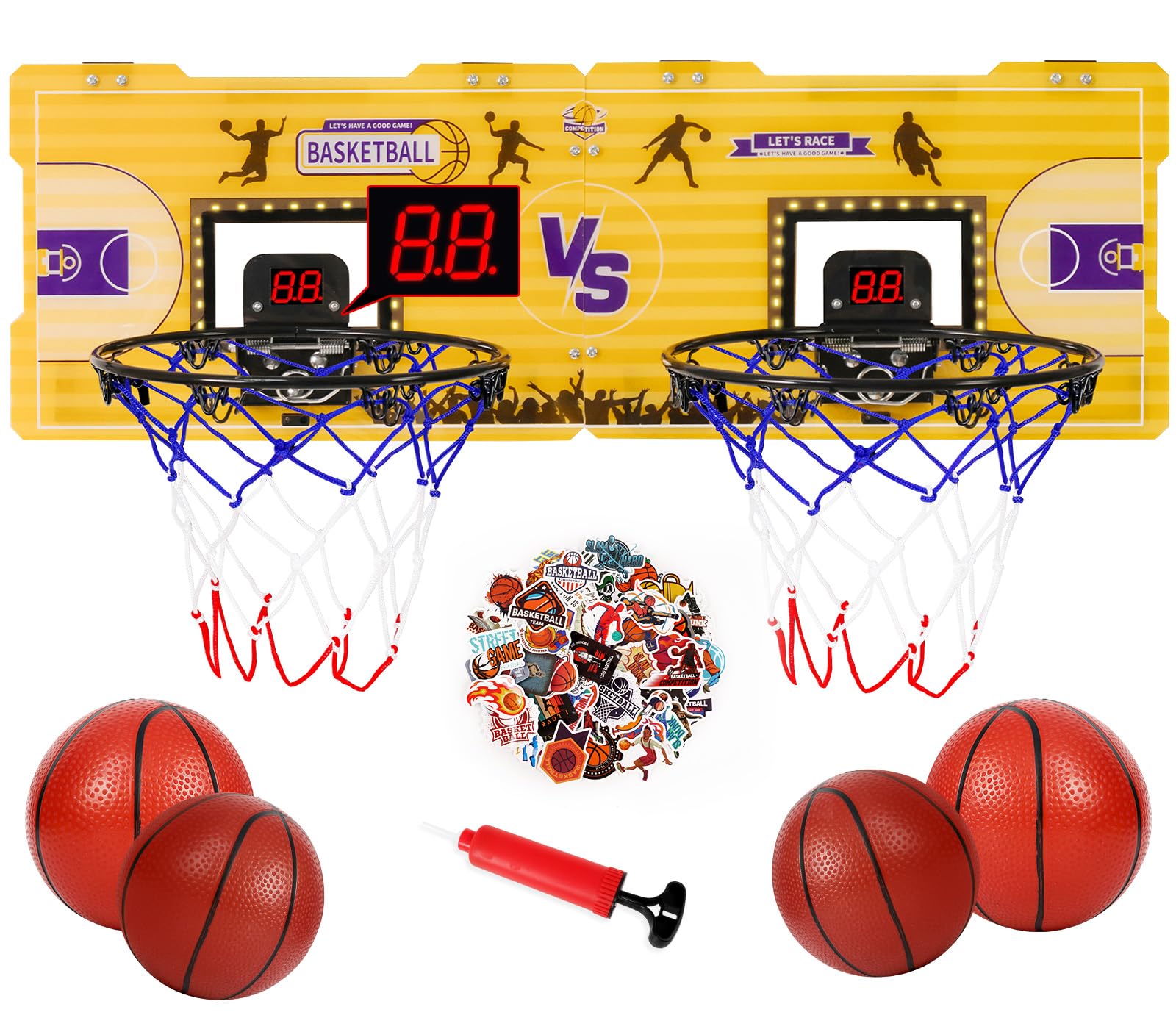 Amazon.com: FBSPORT Basketball Hoop Indoor, 2 Player Door Basketball ...