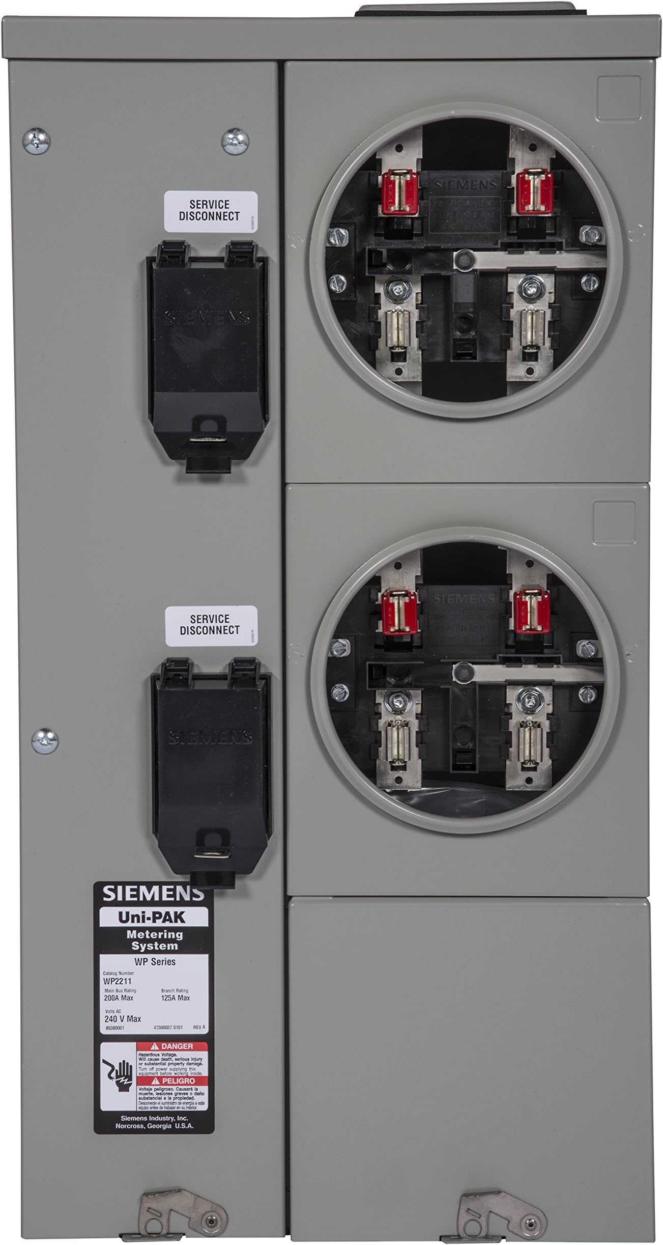 Siemens 200A, 5 Jaw, 125A per Position,2 Position, Ringless Cover ...