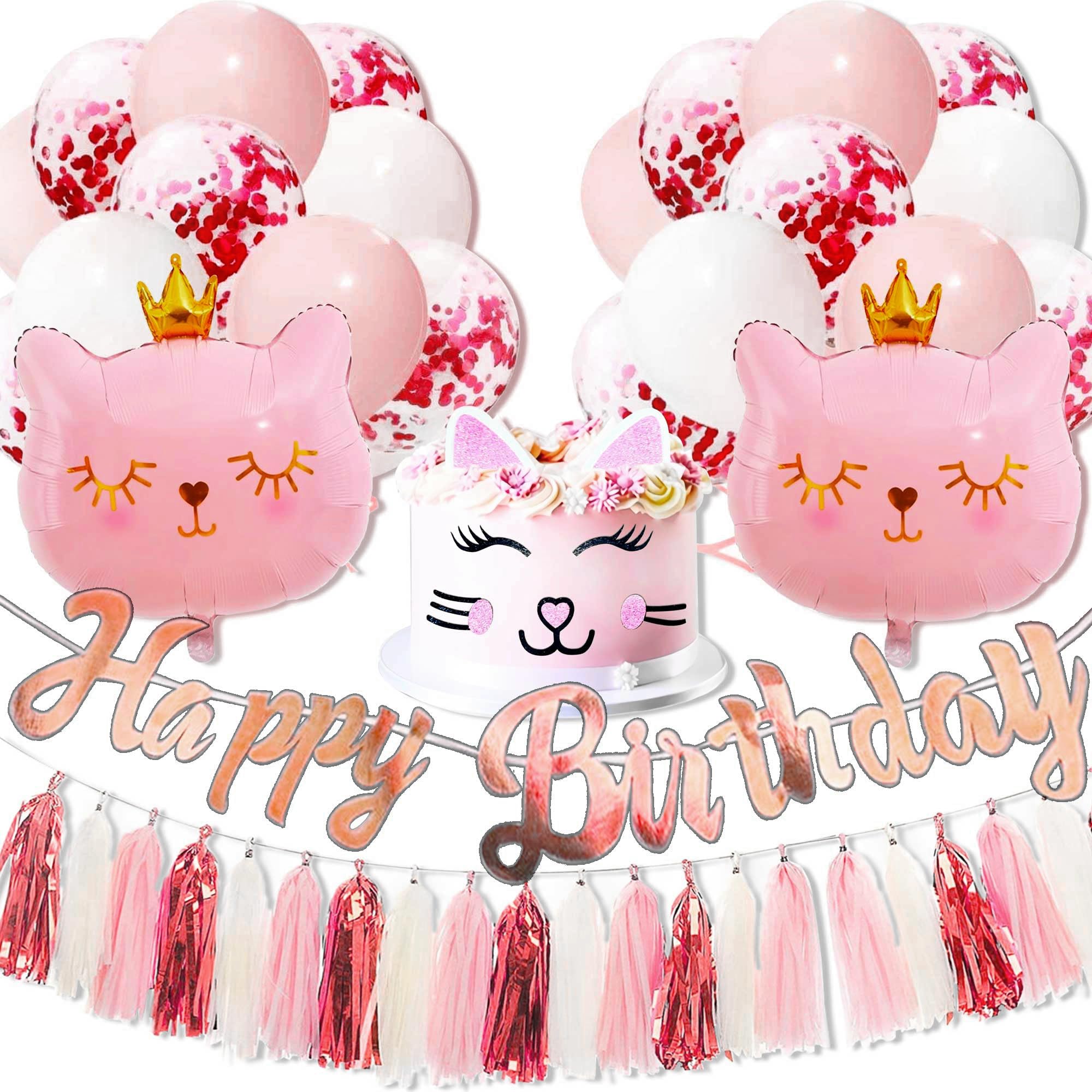 Amazon.com: Cat Birthday Party Decoration Kitty Cat Balloons Cat Kitty ...