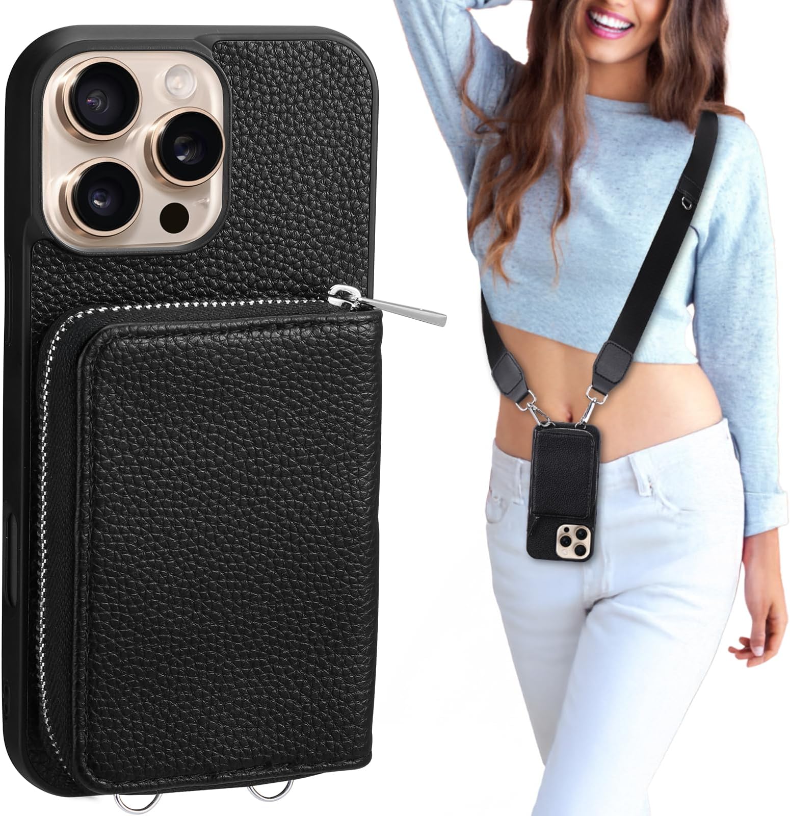 Amazon.com: XANGNIER Wallet Case for iPhone 16 Pro Max, RFID Blocking PU Leather Crossbody Phone ...