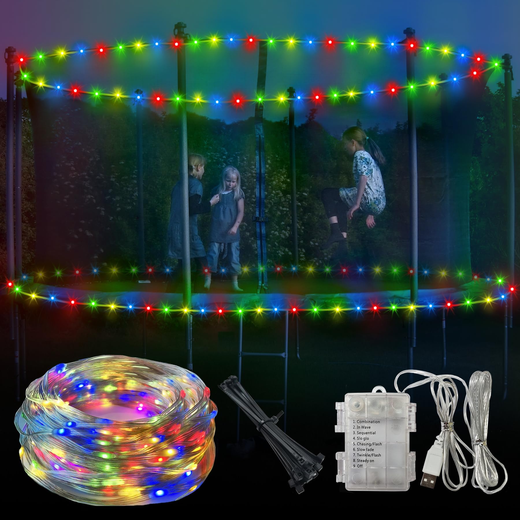 steelway Lights for 16ft Trampoline, 71Ft Battery Operated Lights ...