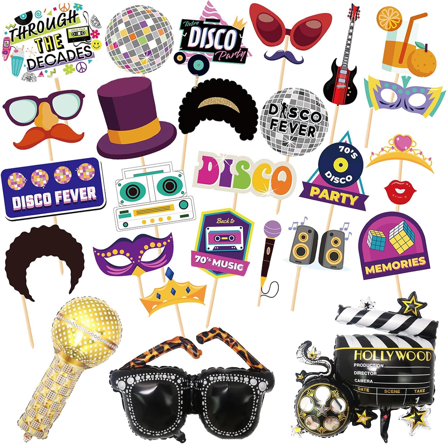 DKDDSSS 28 Pcs Photo Booth Props, Inflatable Selfie Frame Photo Props ...