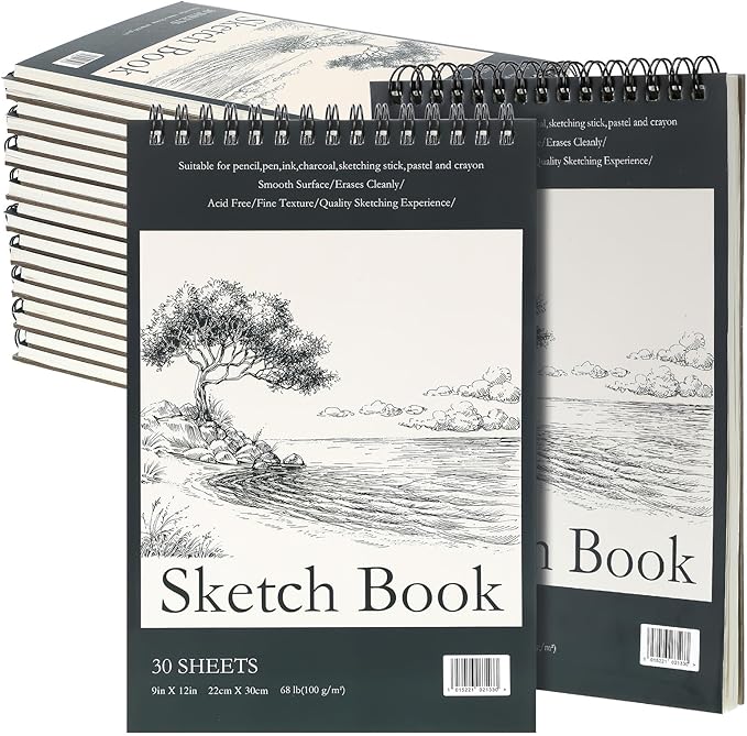 Amazon.com: Jexine 20 Pack 9 x 12 Inch Spiral Bound Sketchbook 30 Sheet Sketch Pads Bulk (68lb ...