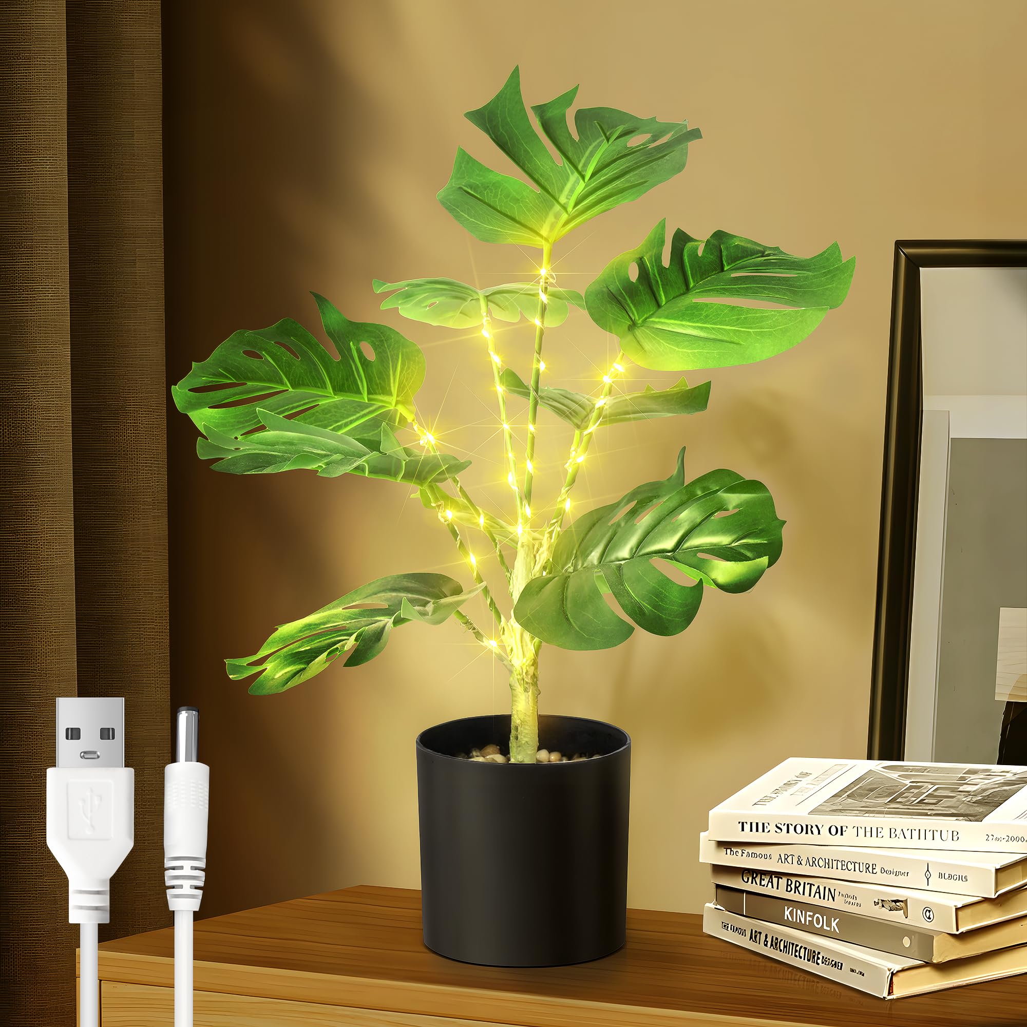 Amazon.com: Fake Plants Monstera Palm Tree,18in Artificial Potted Faux ...
