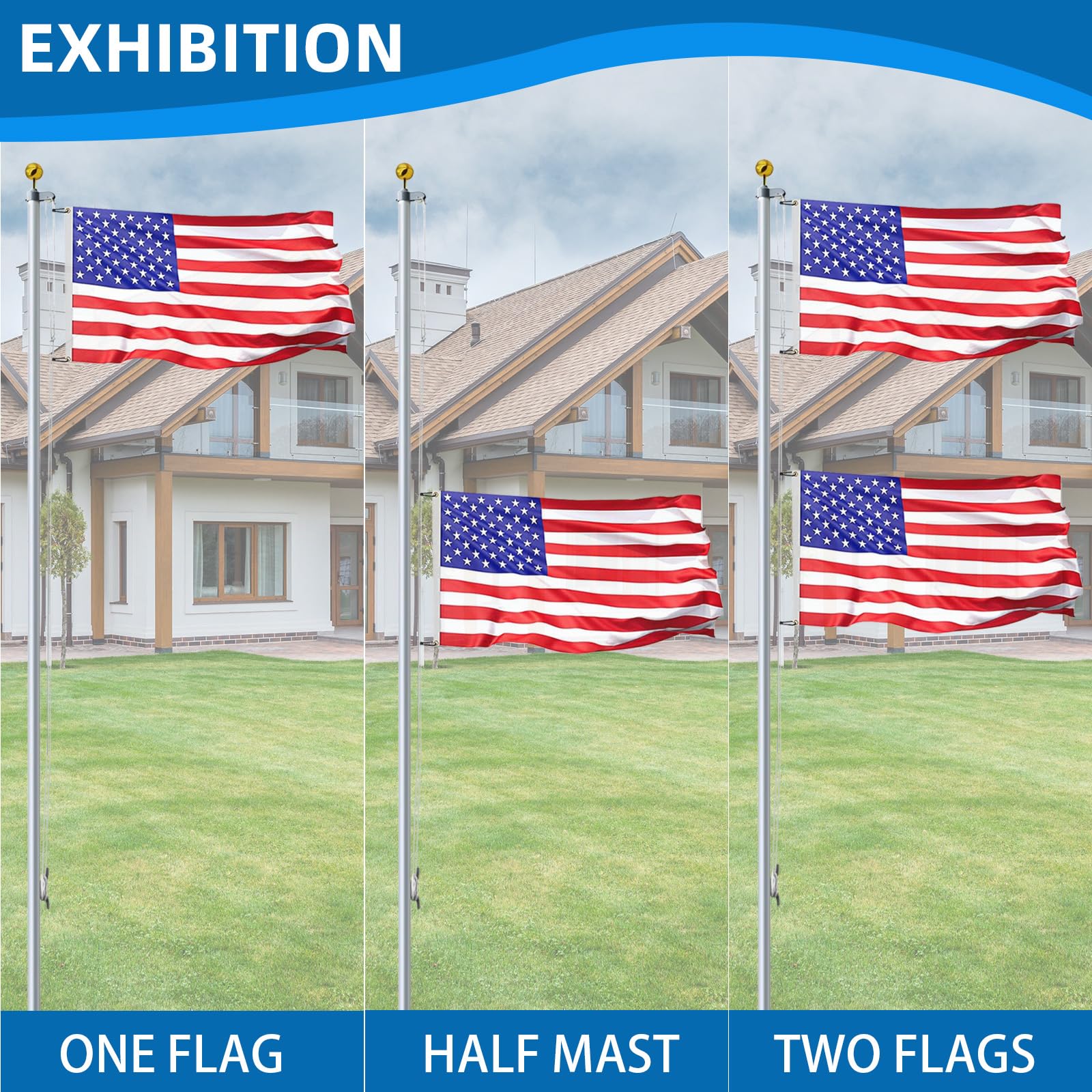 Snapklik.com : iElyiEsy Flag Poles For Outside House, 25FT Flagpole ...