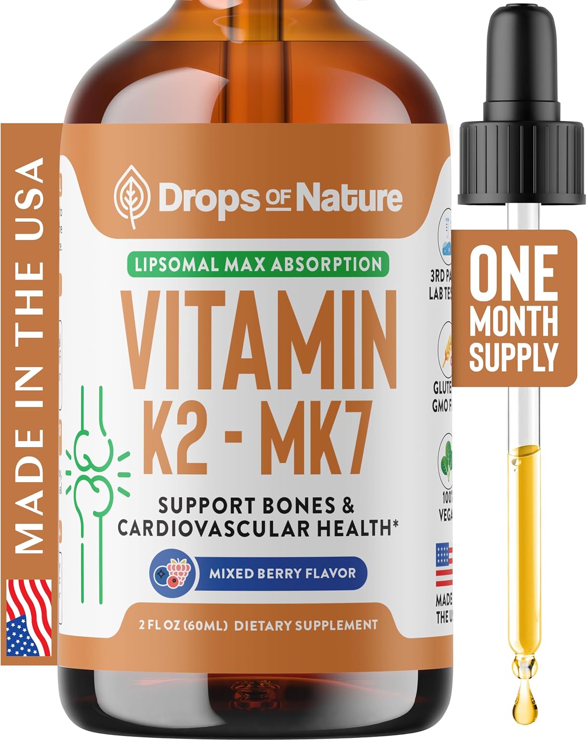 Amazon.com: K2 Vitamins Liquid Drops Supplement - Contains Pure MK7 ...