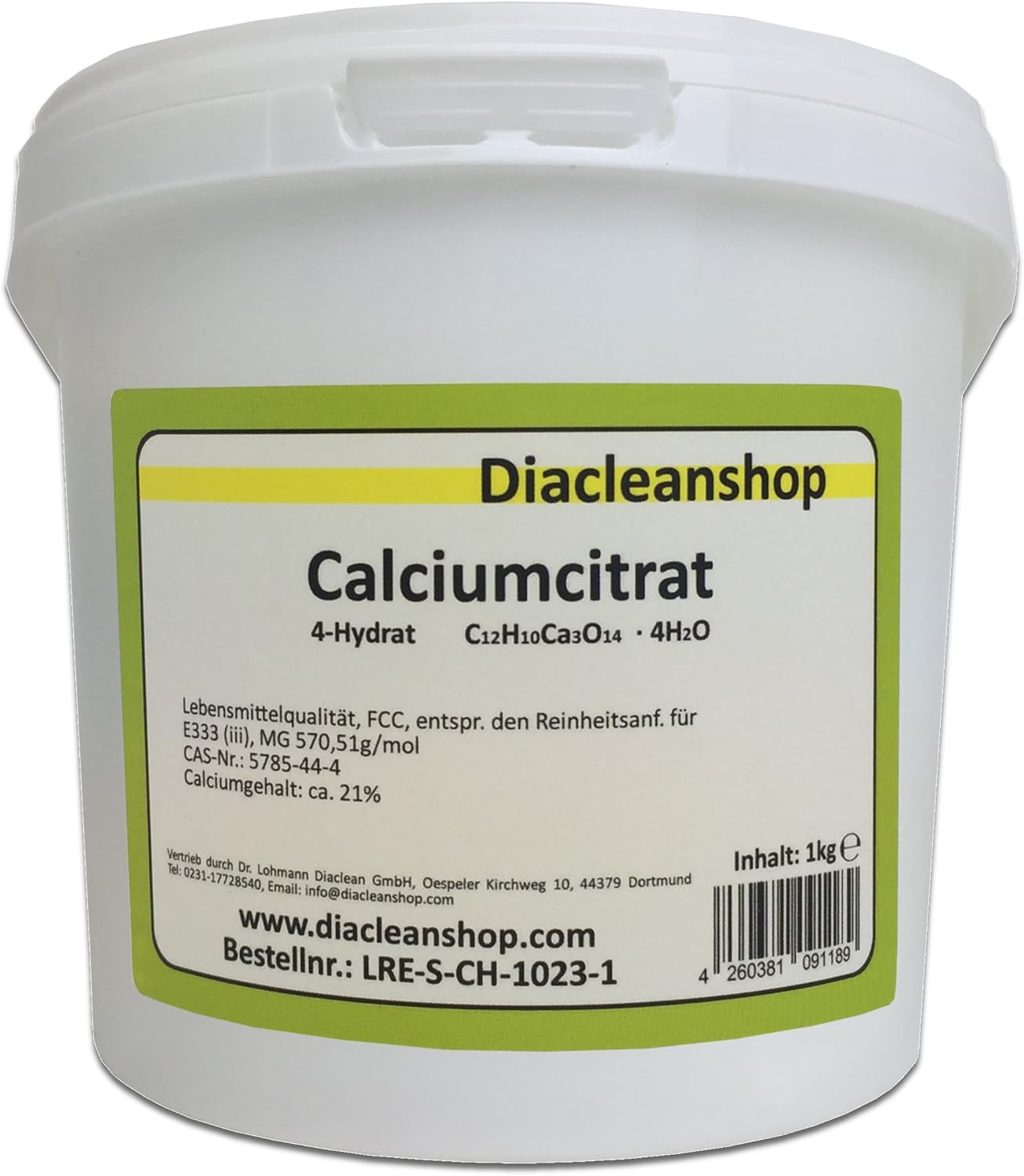 Calciumcitrat Pulver 1kg - Calciumgehalt 21% - Lebensmittelqualität ...