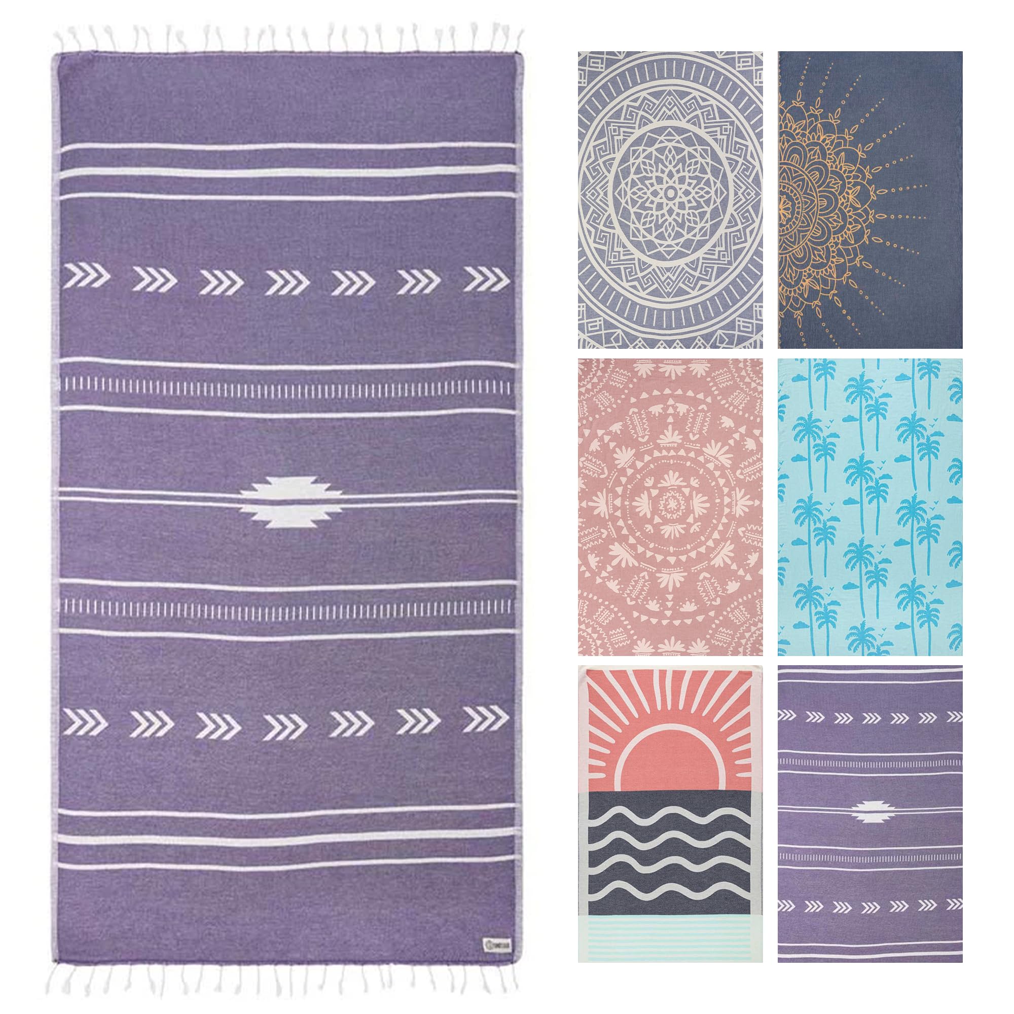 Amazon.com: Sand Cloud Turkish Beach Towel - Sand Free - 100% Organic ...