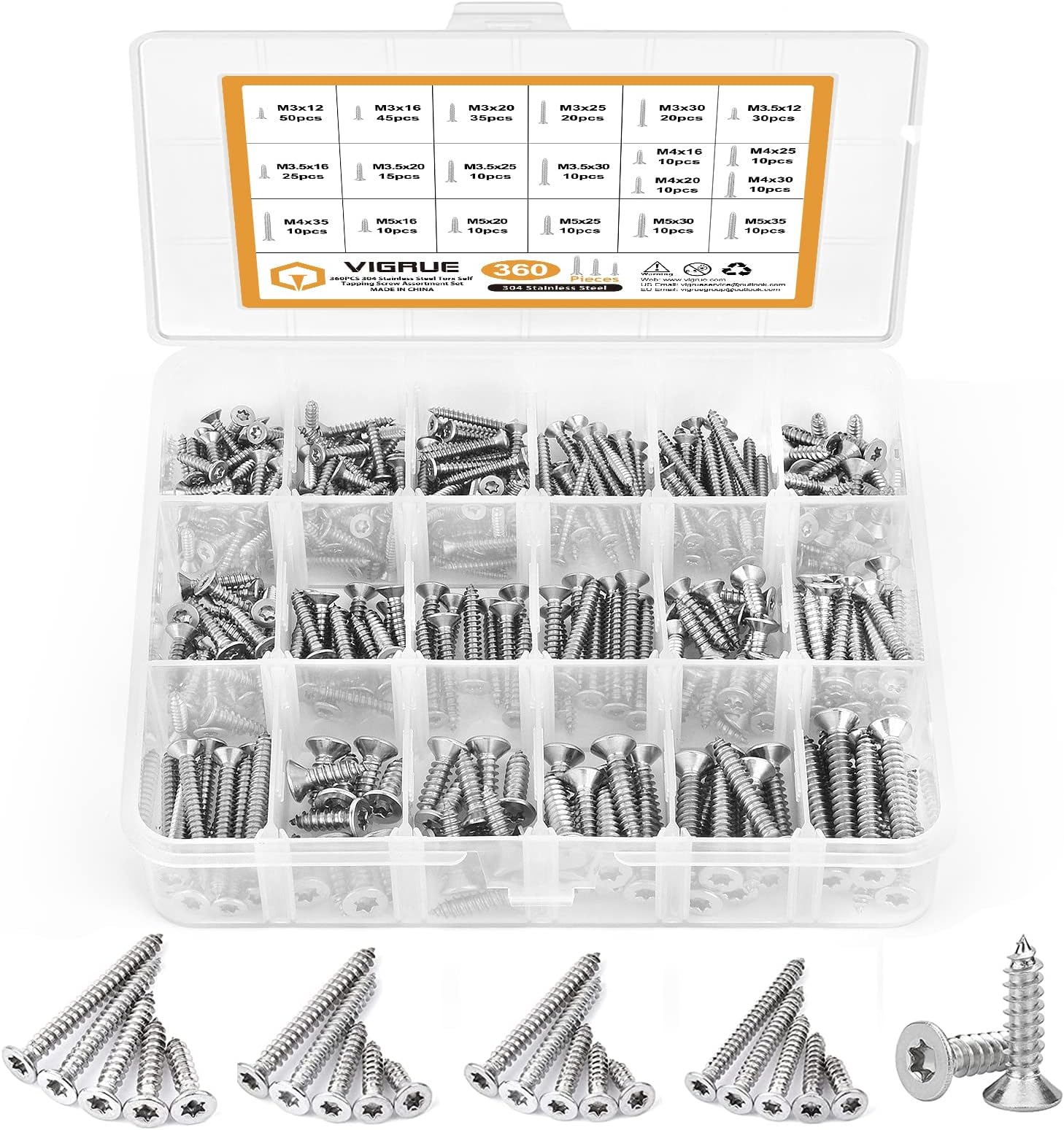 Connex Universalschrauben-Sortiment 900-teilig - Diverse Größen - Senkkopf - TX-Antrieb ...