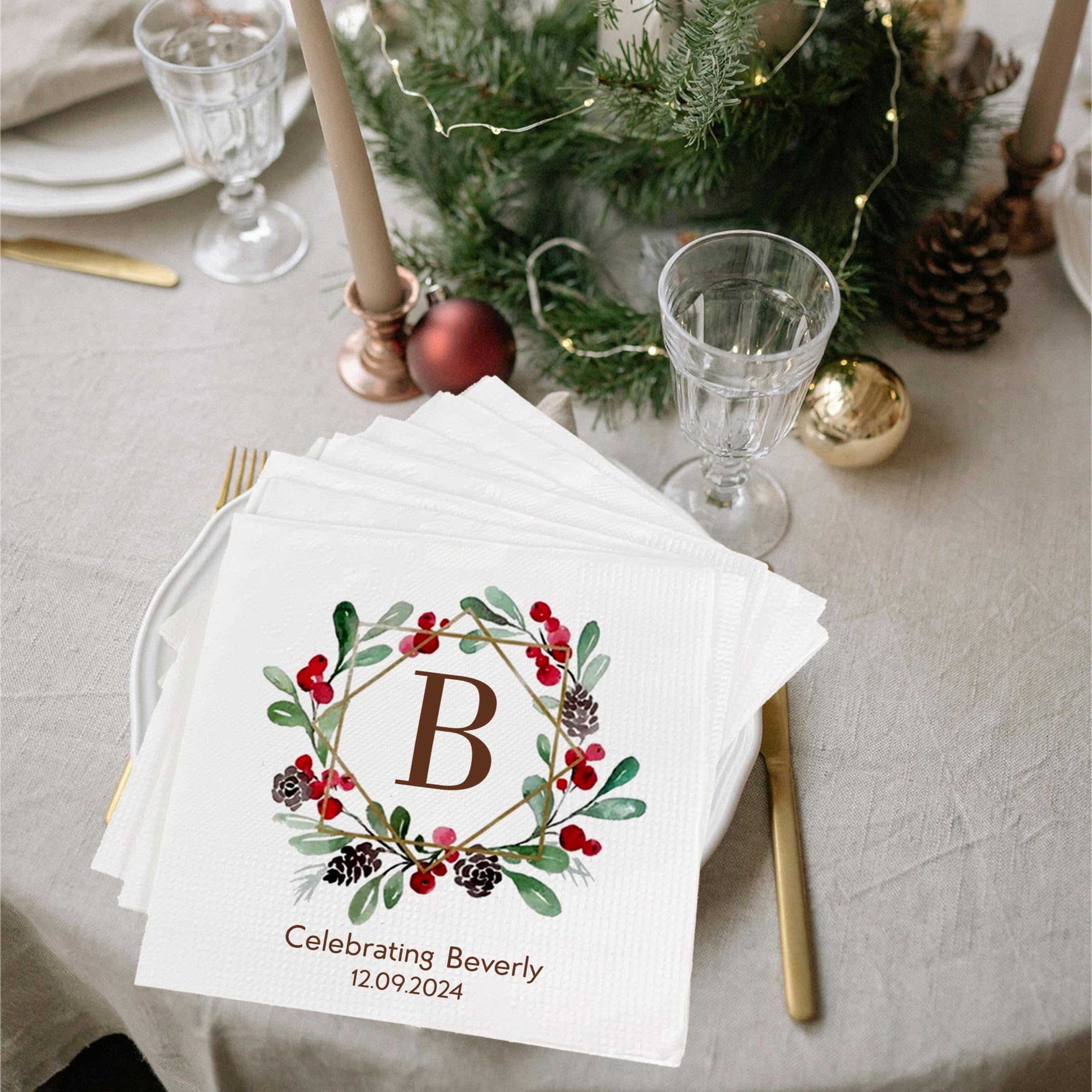 Amazon.com | Personalized Christmas Napkin, Marry Christmas Custom ...