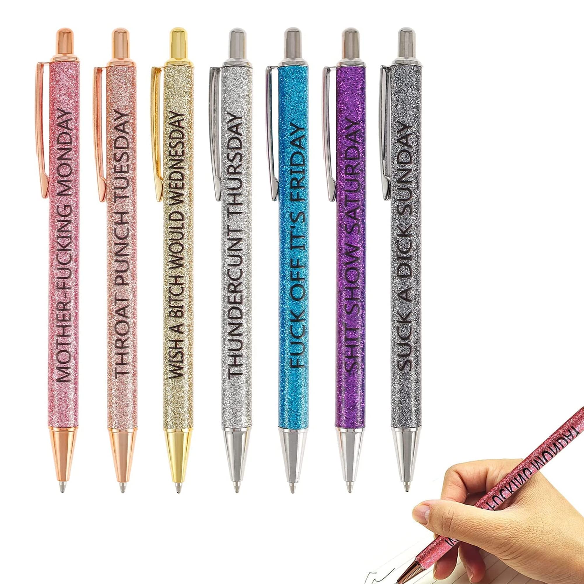 7Pcs Funny Pens, Swear Word Daily Pen Set Novelty Pens for Adults Gel ...