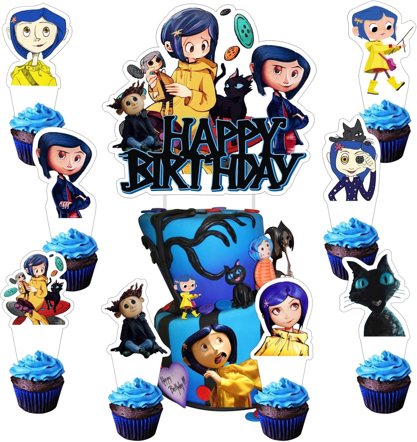 Amazon.com: Coraline Birthday Party Decorations include 25pcs Cake ...