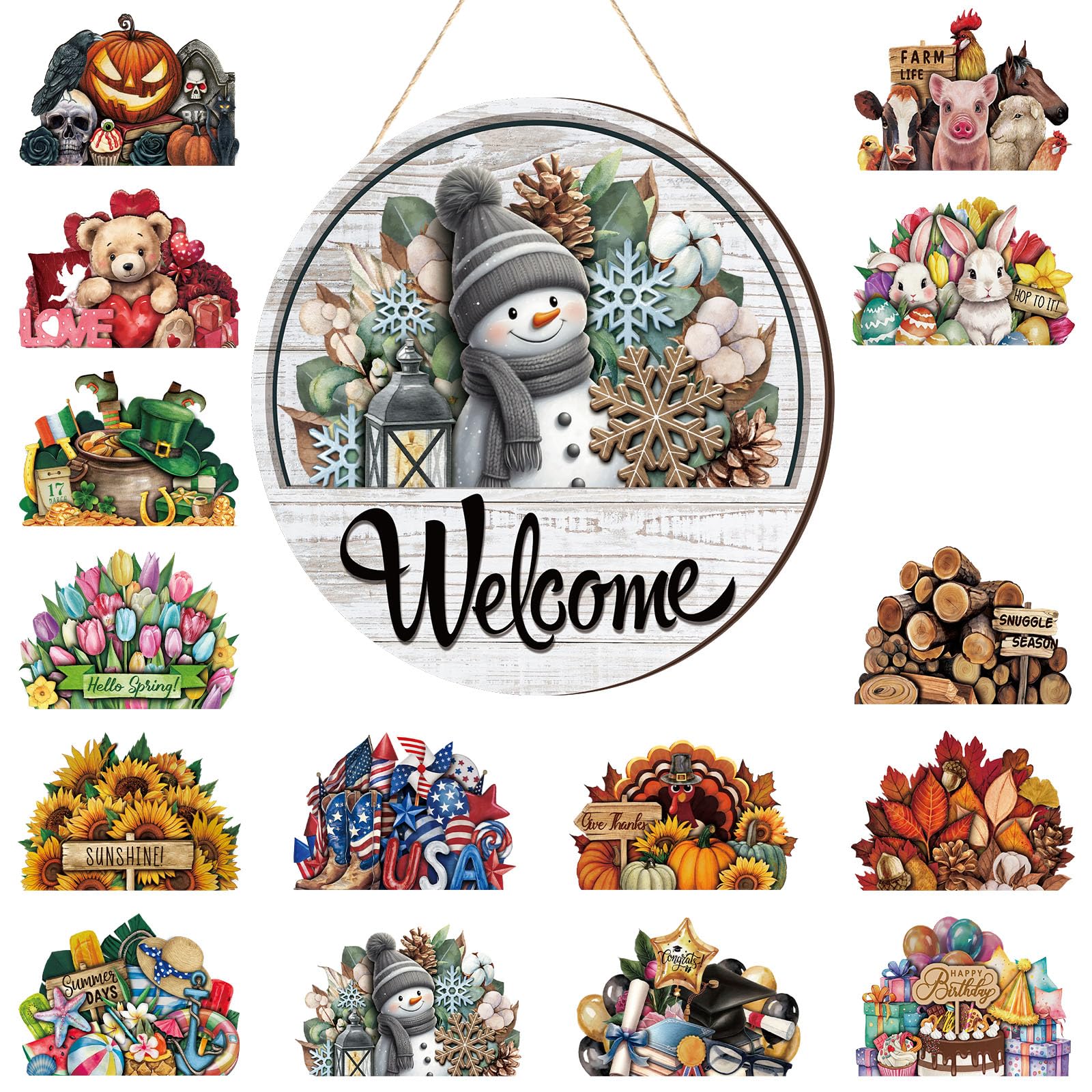 Amazon.com: Yousoontic 17 Pcs 12 Inch Magnetic Welcome Door Sign ...
