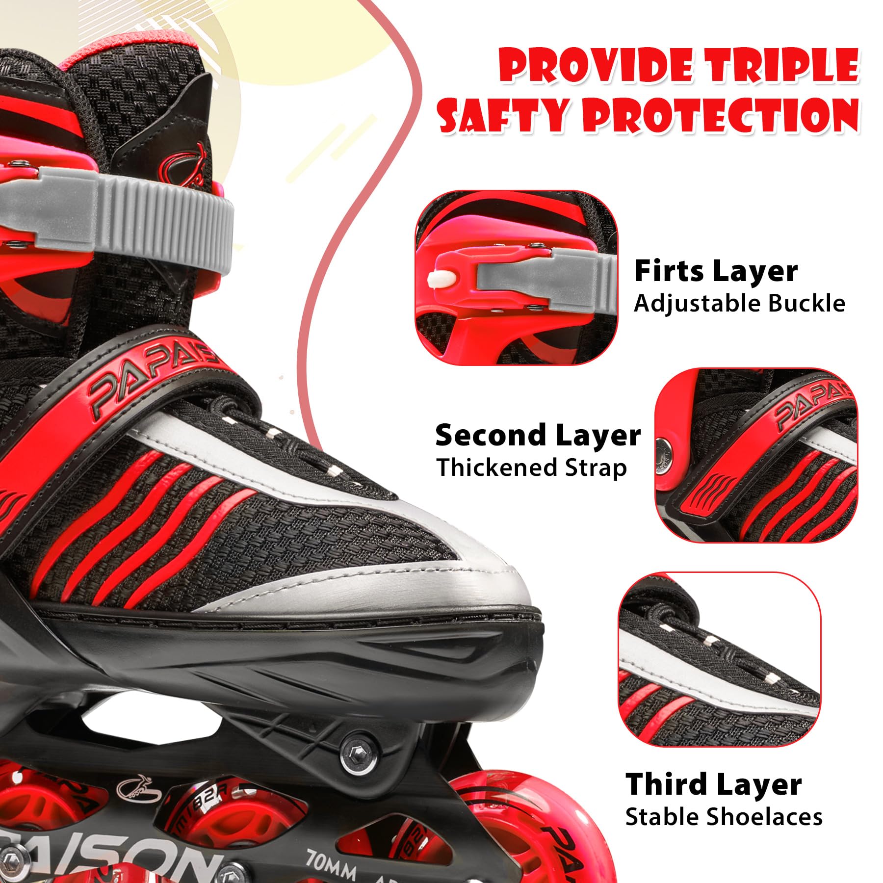 Snapklik.com : PAPAISON Adjustable Inline Skates Boys Ages 4-12, Roller ...