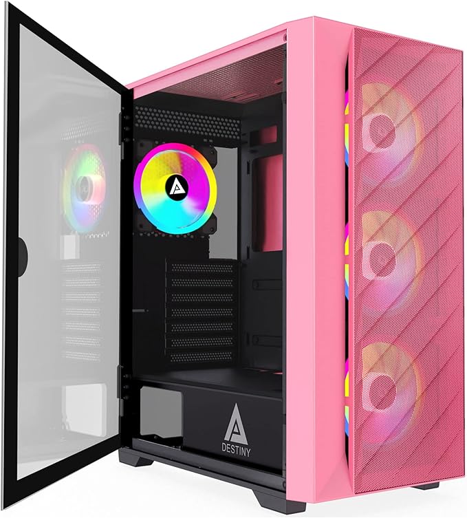 Amazon.com: Apevia Destiny-MESH-PK Destiny Mesh Mid Tower Gaming PC ...