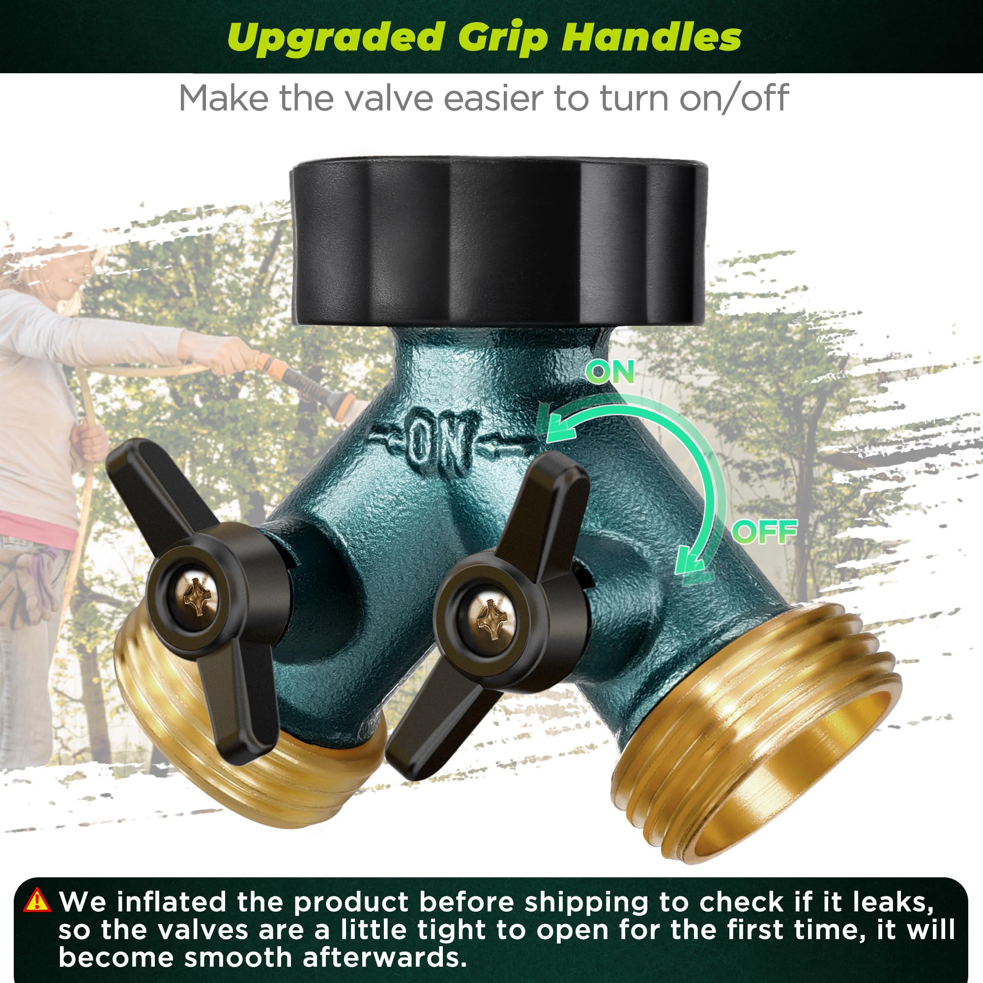 Snapklik.com : IPOW Brass Heavy Duty 2 Way Y Valve Garden Hose Splitter ...