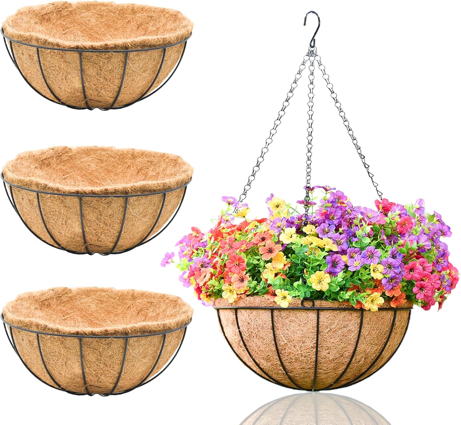 Amazon.com: Hanging Planters for Outdoor Plants 4 Pack 16 inch Metal ...