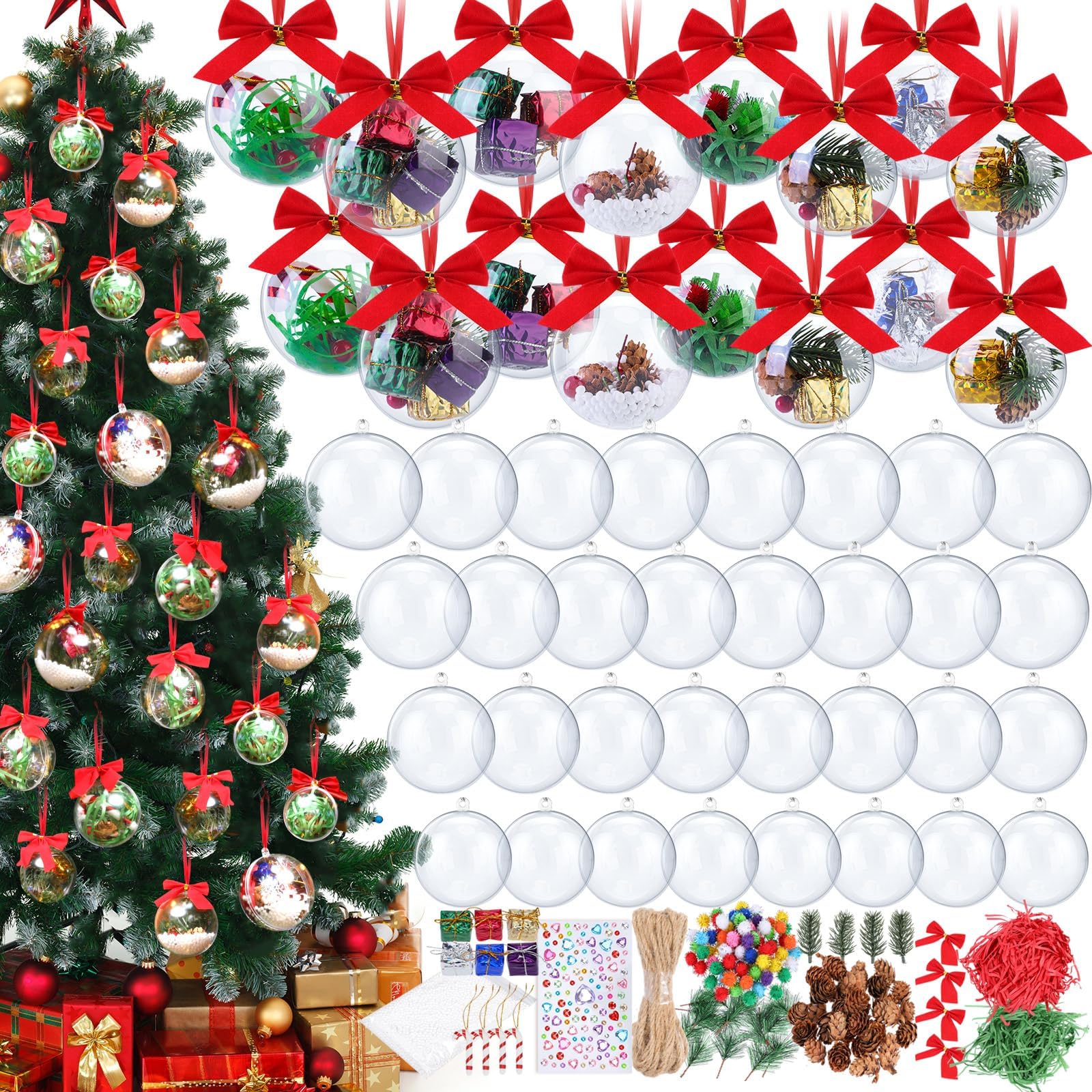 Amazon.com: Sliner 24 Pcs Christmas Booze Balls Clear Fillable ...