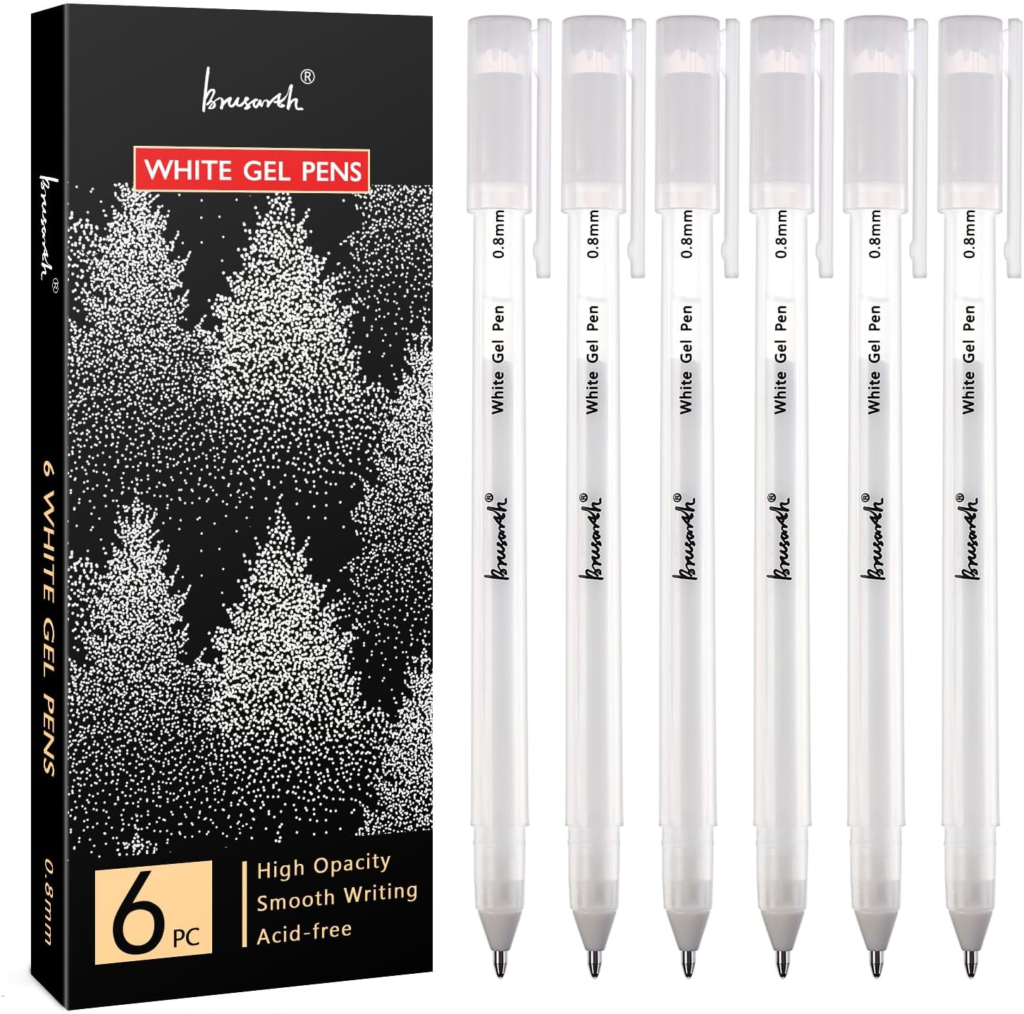 Amazon.com : PANDAFLY White Gel Pen Set - 0.8 mm Extra Fine Point Pens ...