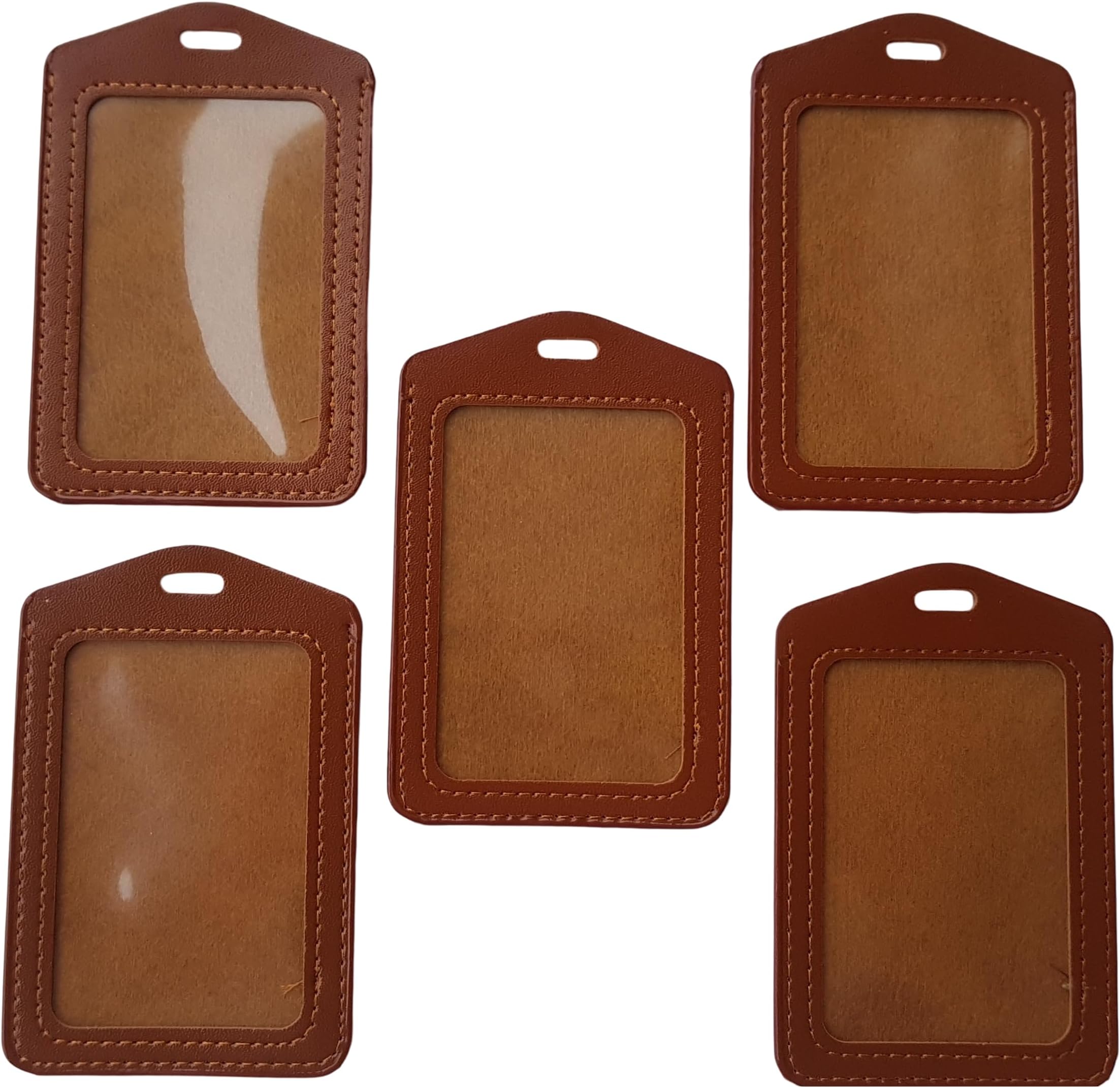 WristID PU Leather Clear ID Window ID Badge Holder Vertical ID Card ...