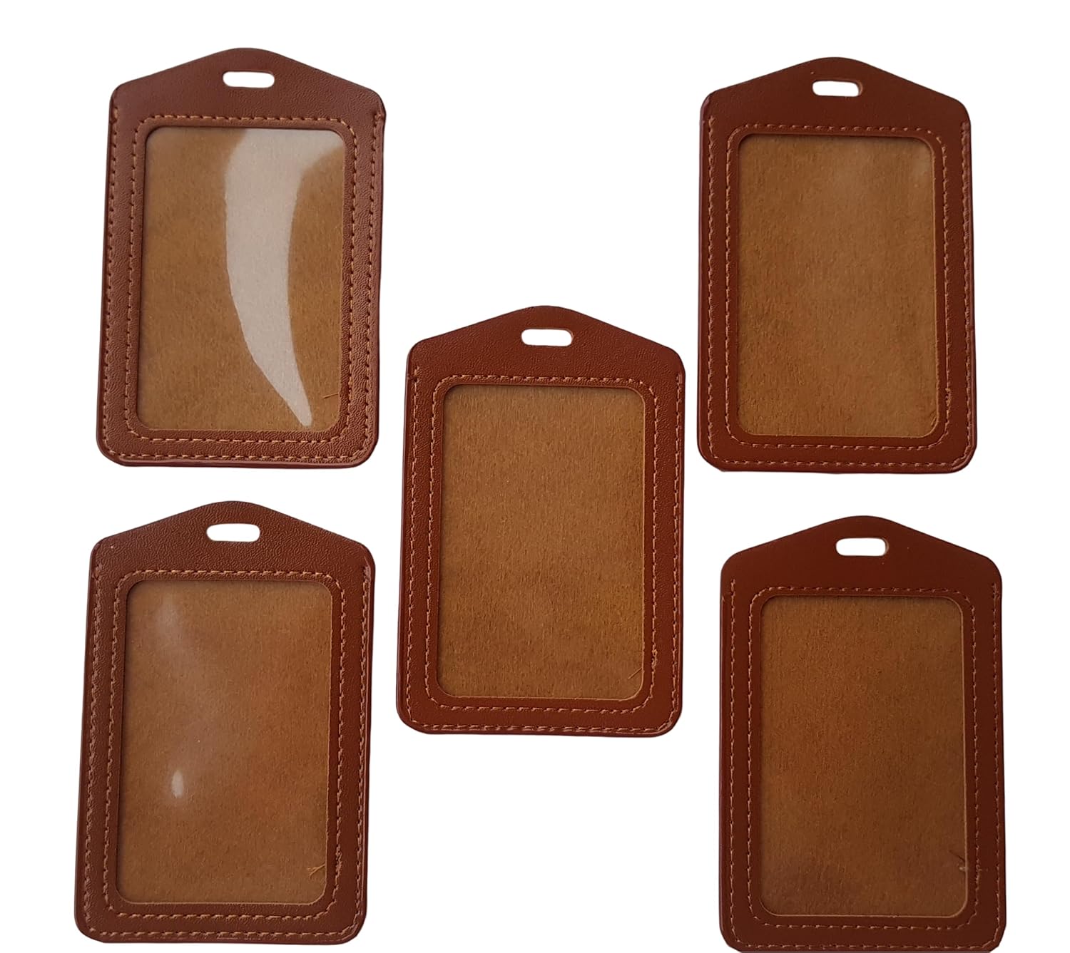 WristID PU Leather Clear ID Window ID Badge Holder Vertical ID Card ...