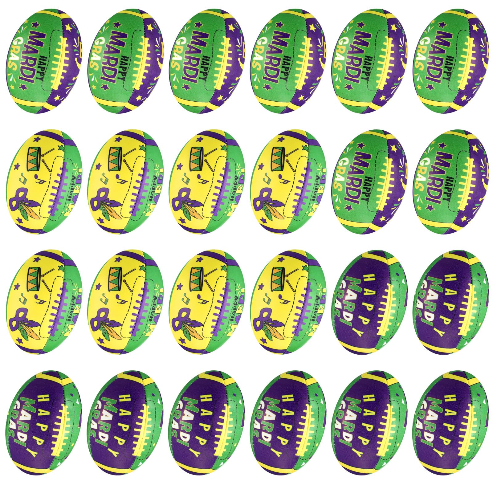 Amazon.com: VioraWhite 24 Pcs Mini Mardi Gras Football Stress Ball Bulk ...