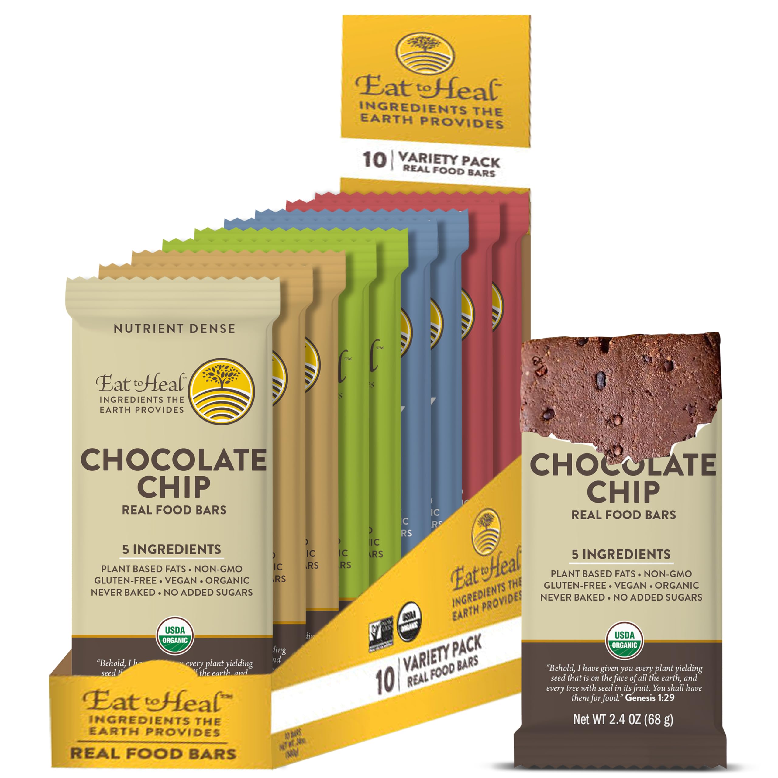 Amazon.com : EatToHeal Variety Pack Real Food Bar - Organic Vegan ...