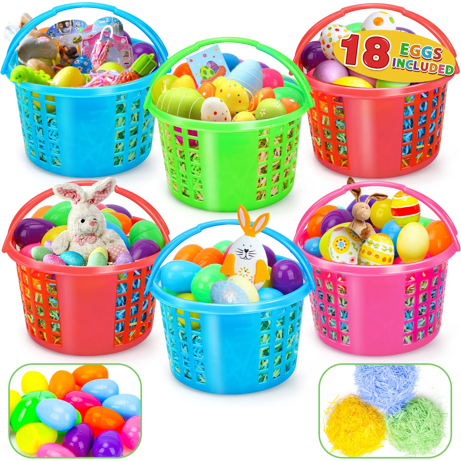 Amazon.com: TOY Life Easter Basket for Kids with 6 Baskets, Easter ...