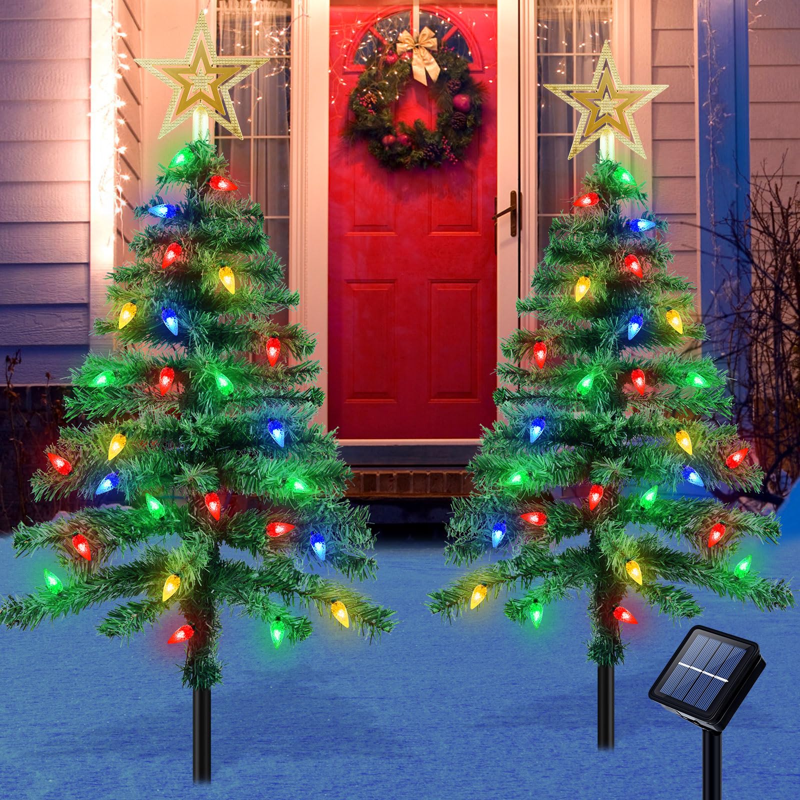 Amazon.com: Ninonly Solar Christmas Tree Light 2 Pack,3.6FT 1000mAh ...