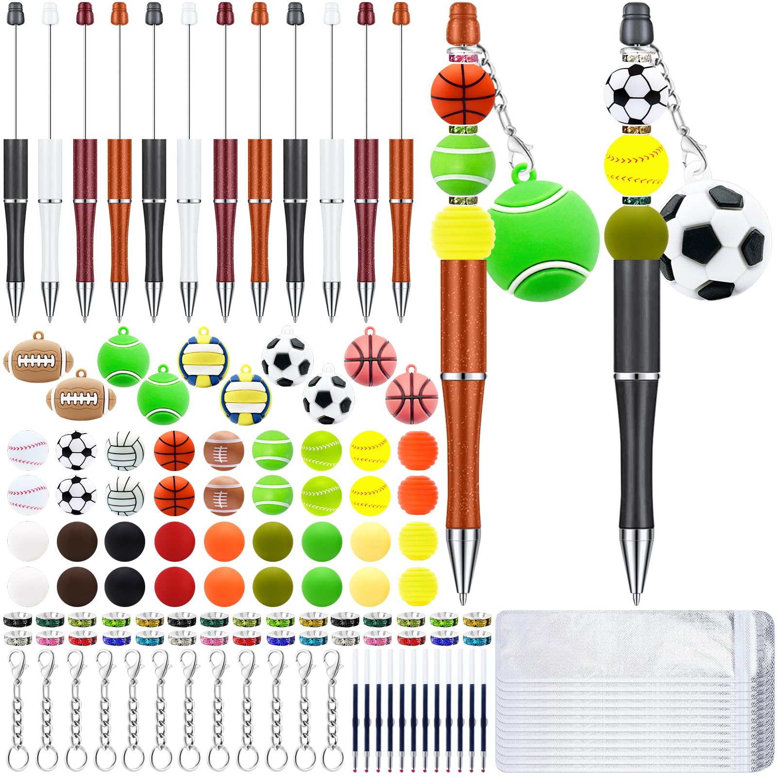 Amazon.com : 12 Pieces Beadable Pens Bulk with Colorful Silicone Beads ...
