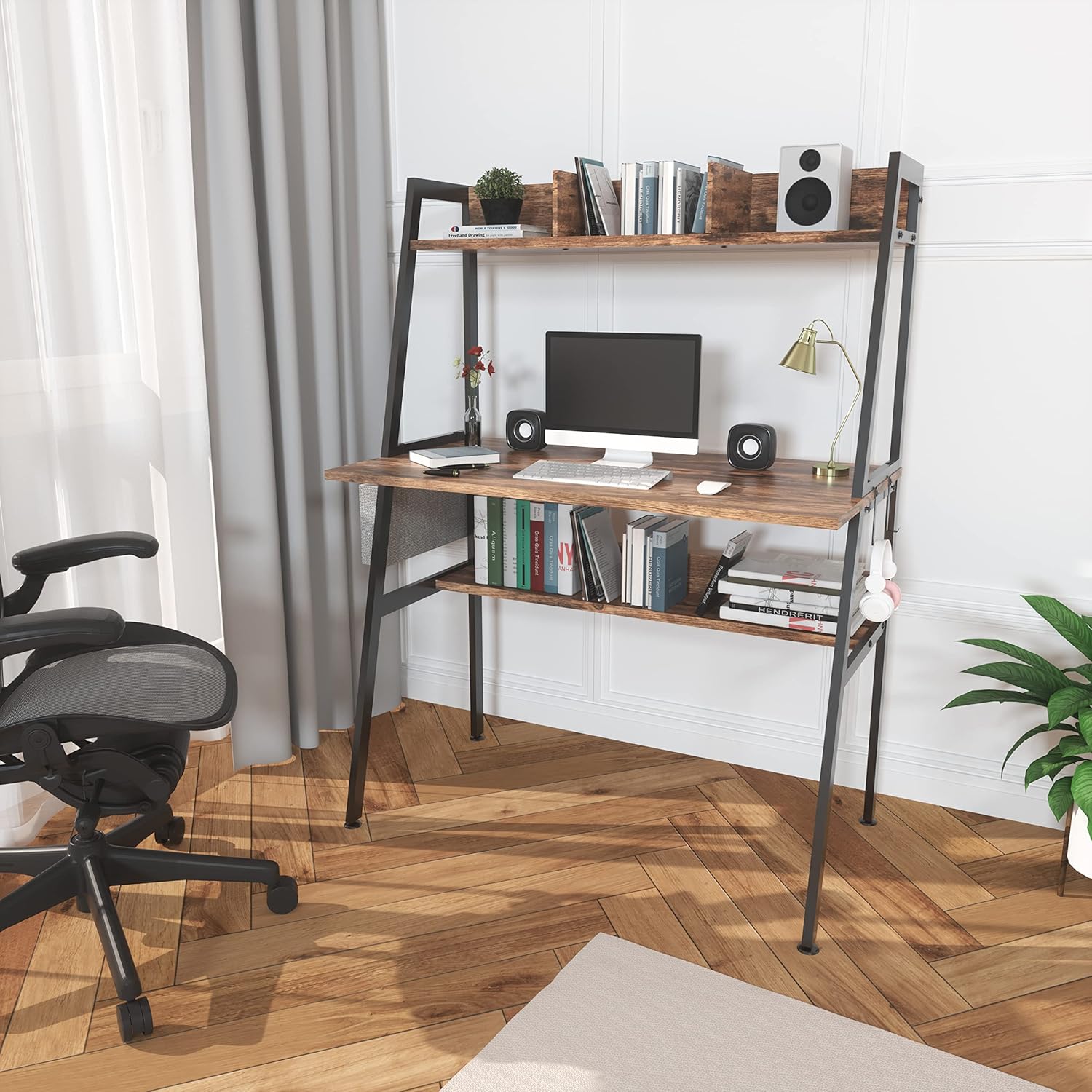 Amazon.com: LATIPOPO 43 Inches Computer Desk with Hutch and Storage ...