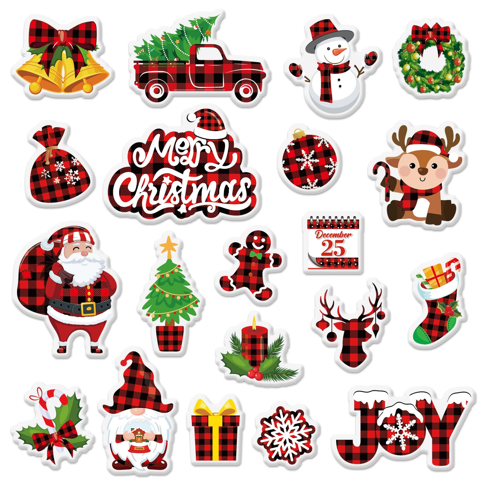 Amazon.com: Whaline 40Pcs Christmas Thick Gel Clings Cute Red Black ...