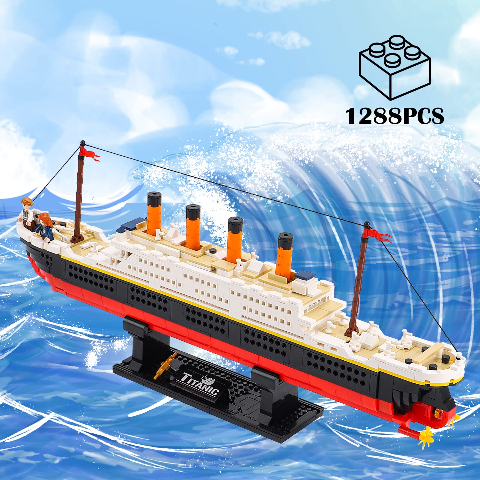 RSDHFLY Titanic Model Building Blocks Set,1288 Pieces Titanic Cruise ...