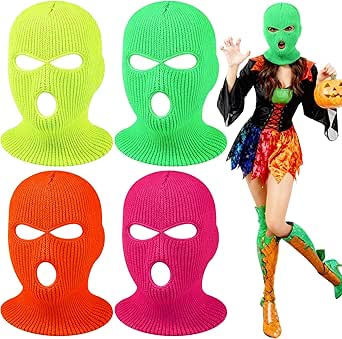Amazon.com: ZUNKNOD 4 Pack Robber Costume Colorful Robber Masks 3 Hole ...
