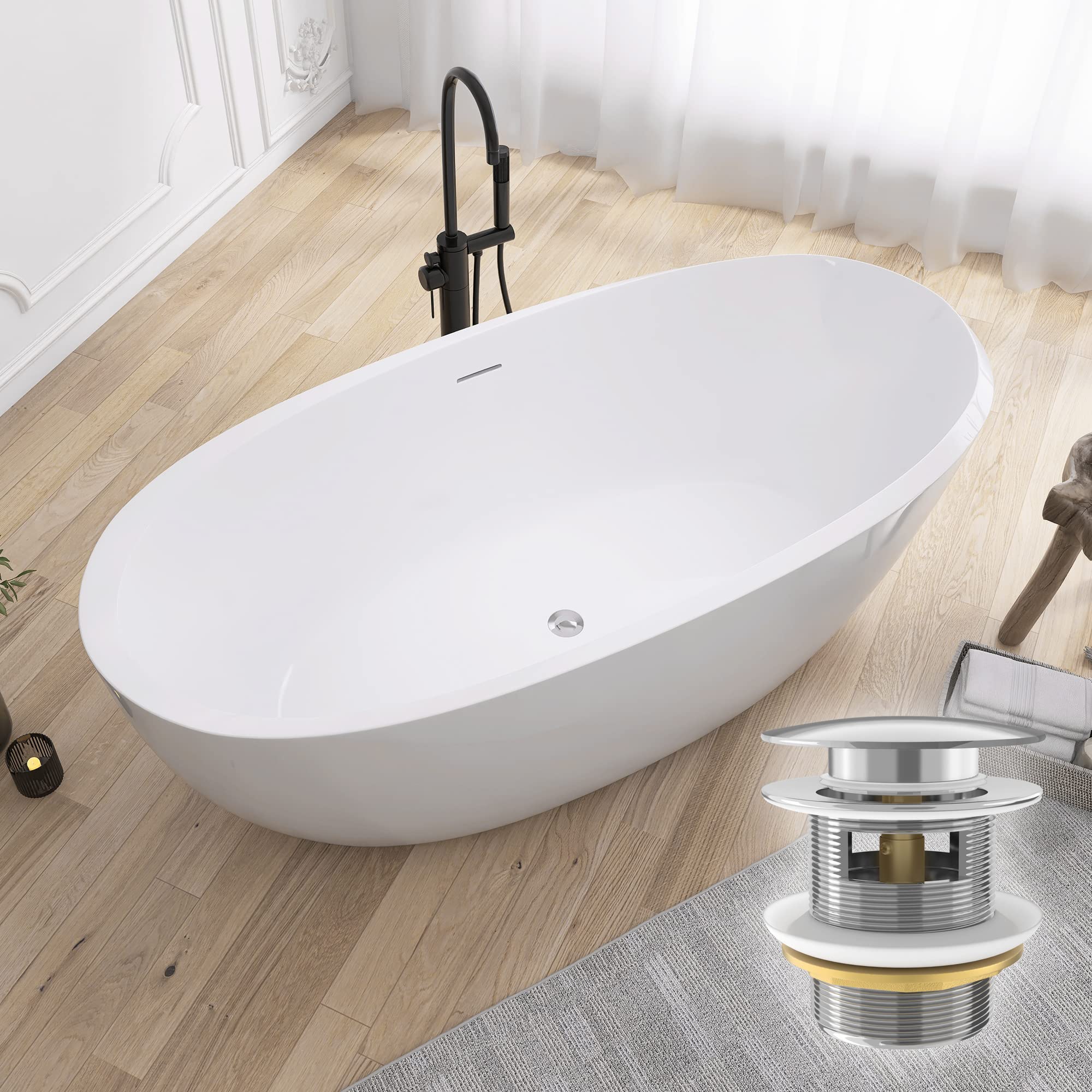 Freestanding Bathtub Drain with Removable Pop-up Free Standing Bath Tub ...